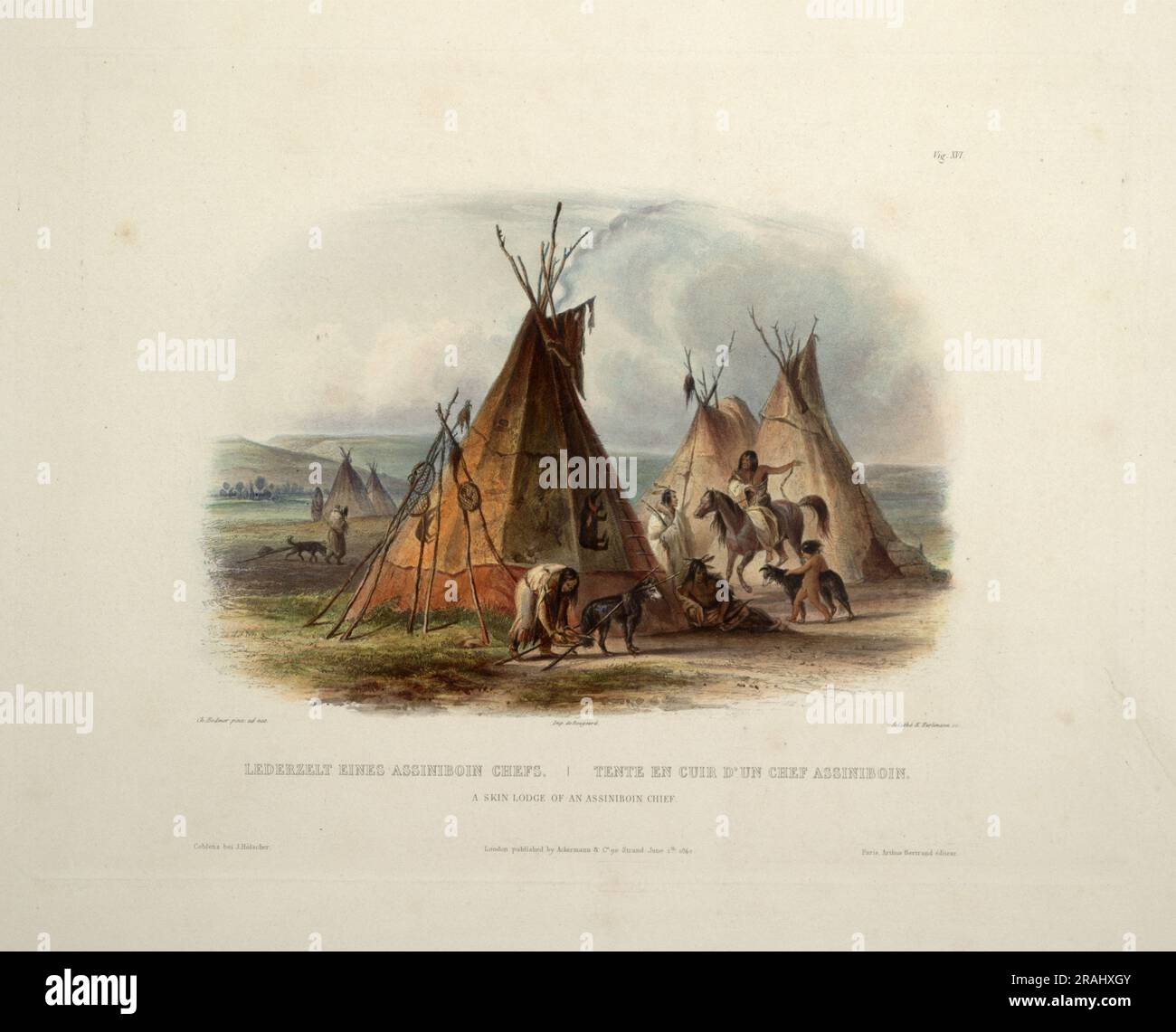 A Skin Lodge of an Assiniboin Chief, plate 16 from Volume 1 of 'Travels ...