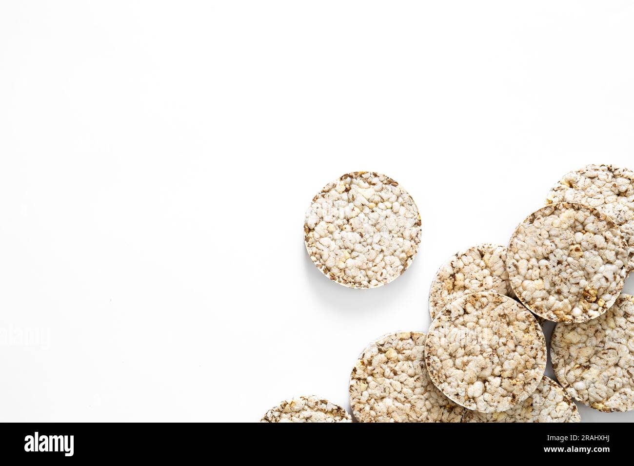 Creative layout made of rice cakes on the white background Stock Photo ...