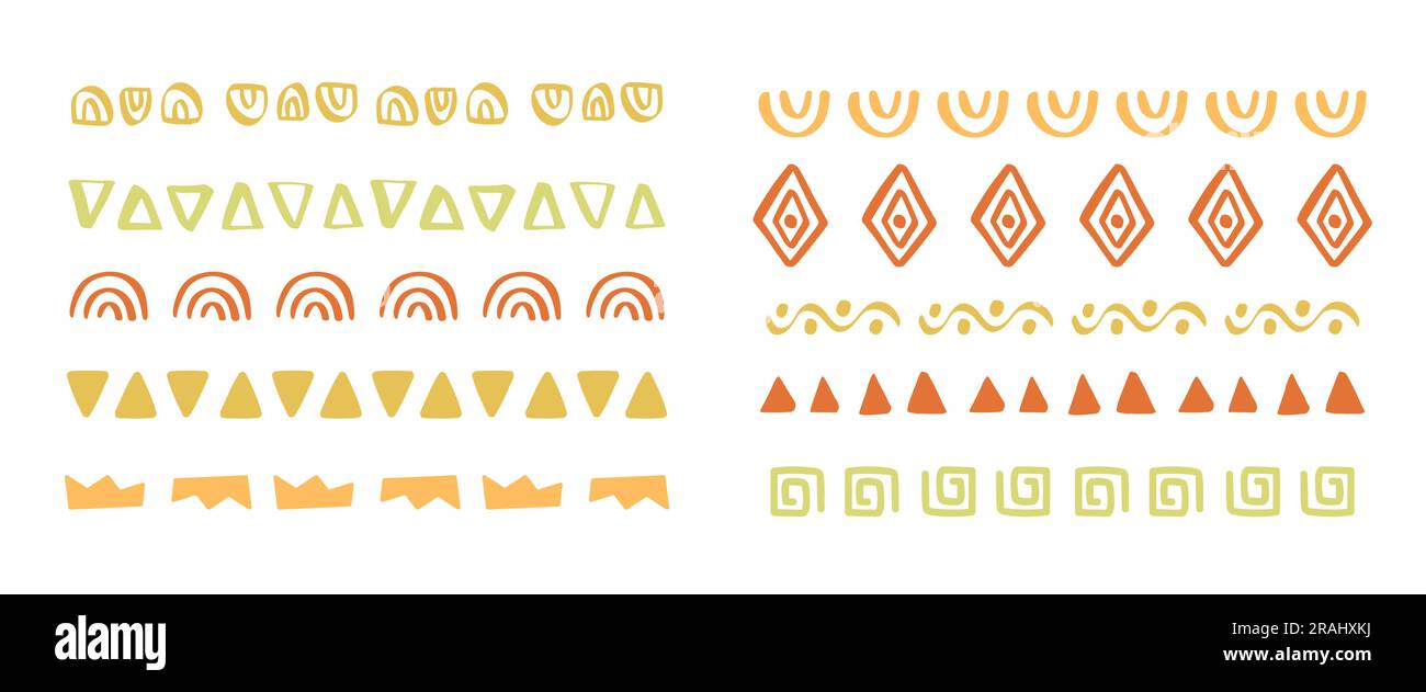 Vector Boho Doodle Borders Set. Tribal Strokes Stock Vector Image & Art ...