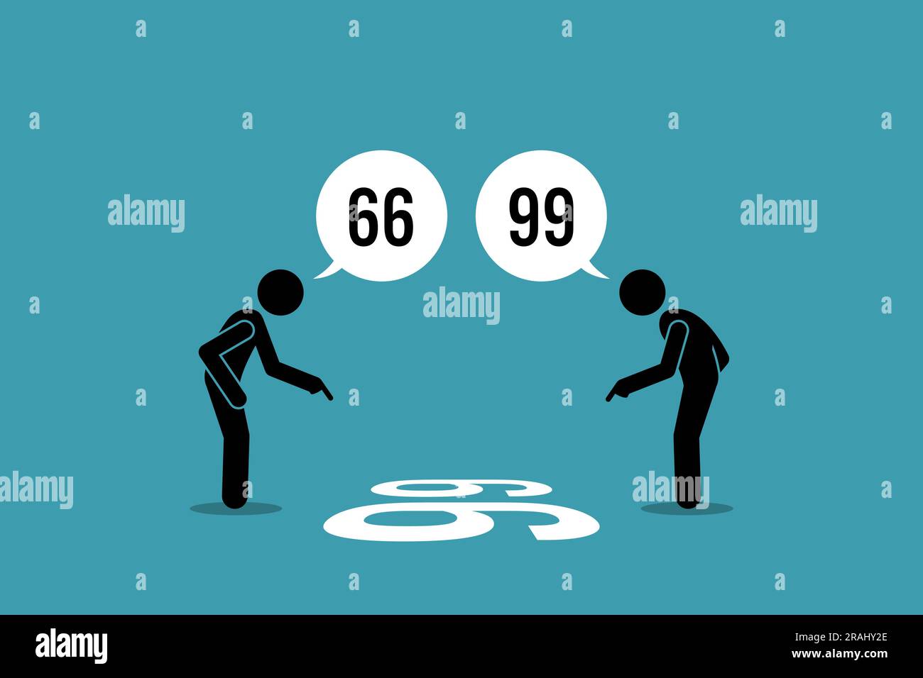 Two person arguing the number on the floor weather it is 66 or 99 ...