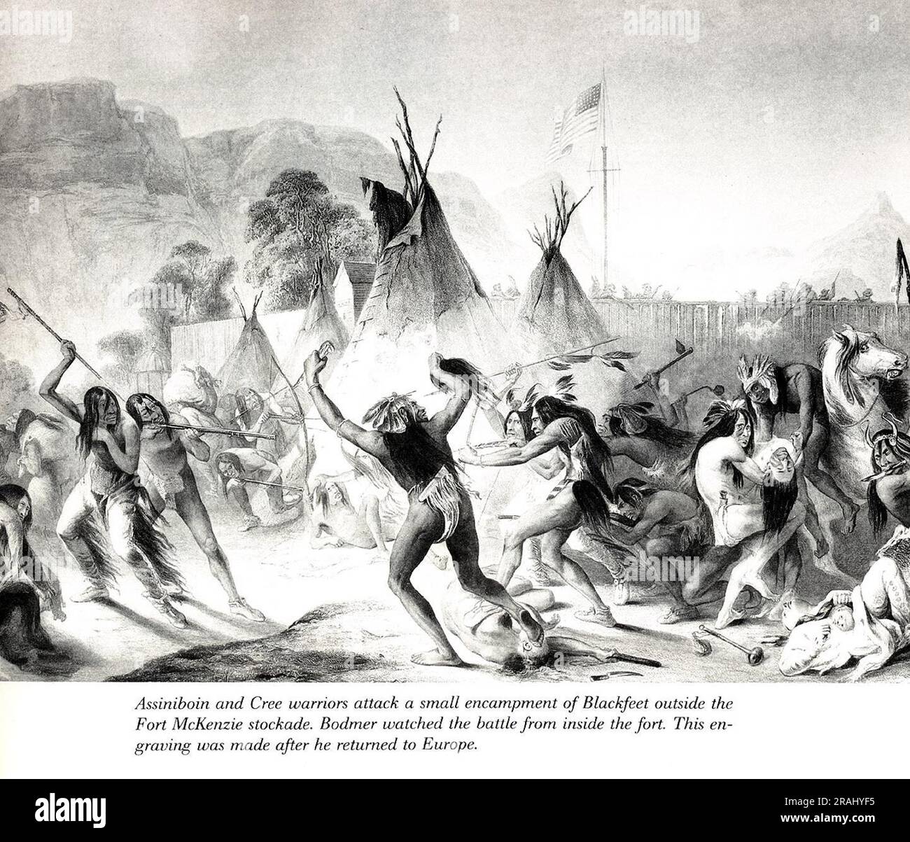 Assiniboin and Cree warriors attack Blackfeet Stock Photo - Alamy