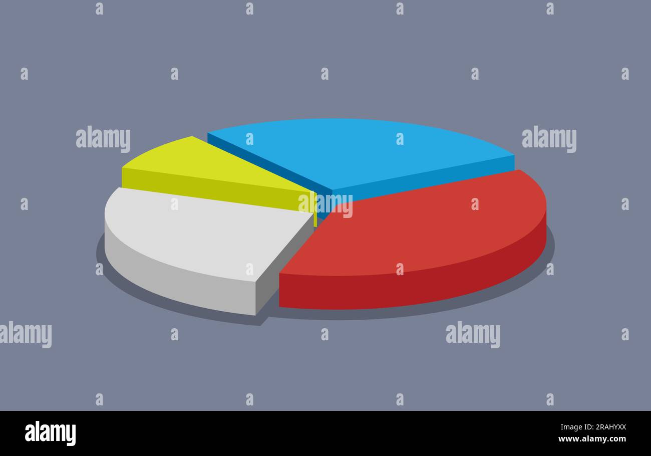 3D pie chart split into four different segments. Vector illustration ...