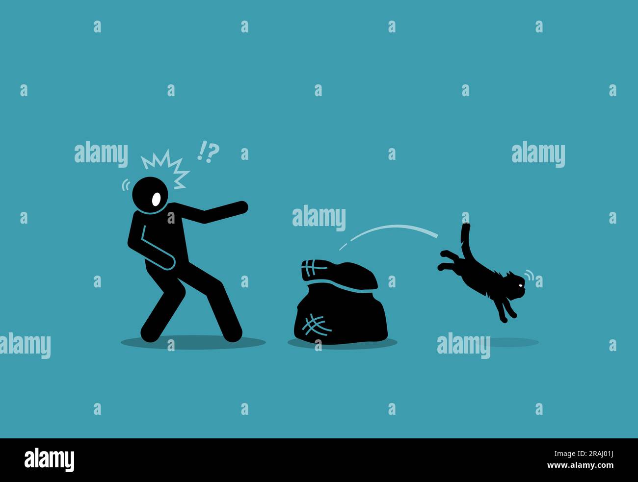 Cat out of the bag. Idiom sayings proverb. Vector illustration depicts ...