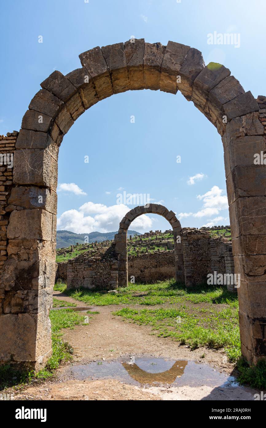 Roman arches in the ancient town of Cuicul in Djemila, Setif, Algeria ...