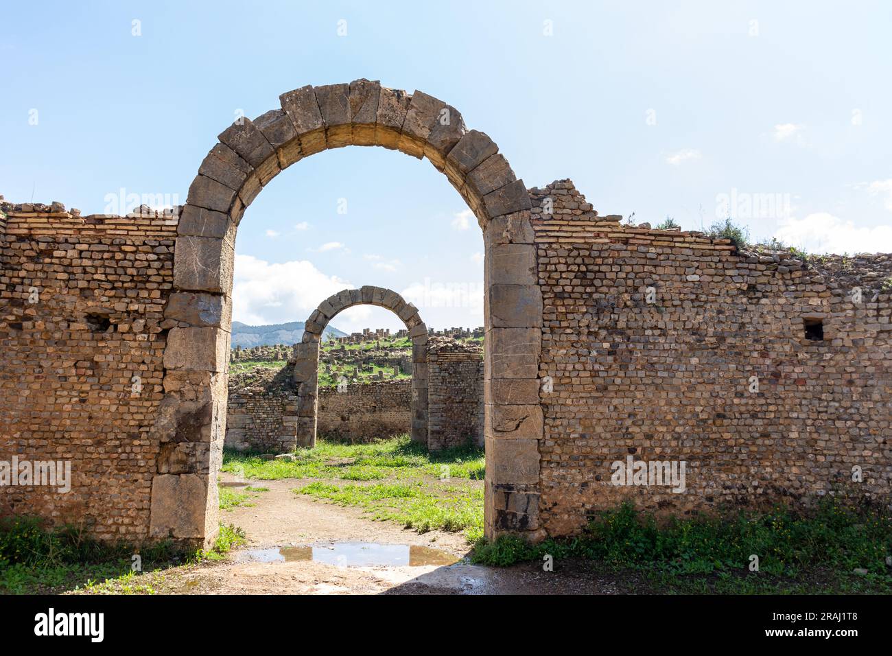 Roman arches in the ancient town of Cuicul in Djemila, Setif, Algeria ...