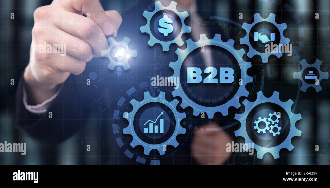 B2B. Business To Business Marketing Company Industry. Gears icon Stock Photo - Alamy