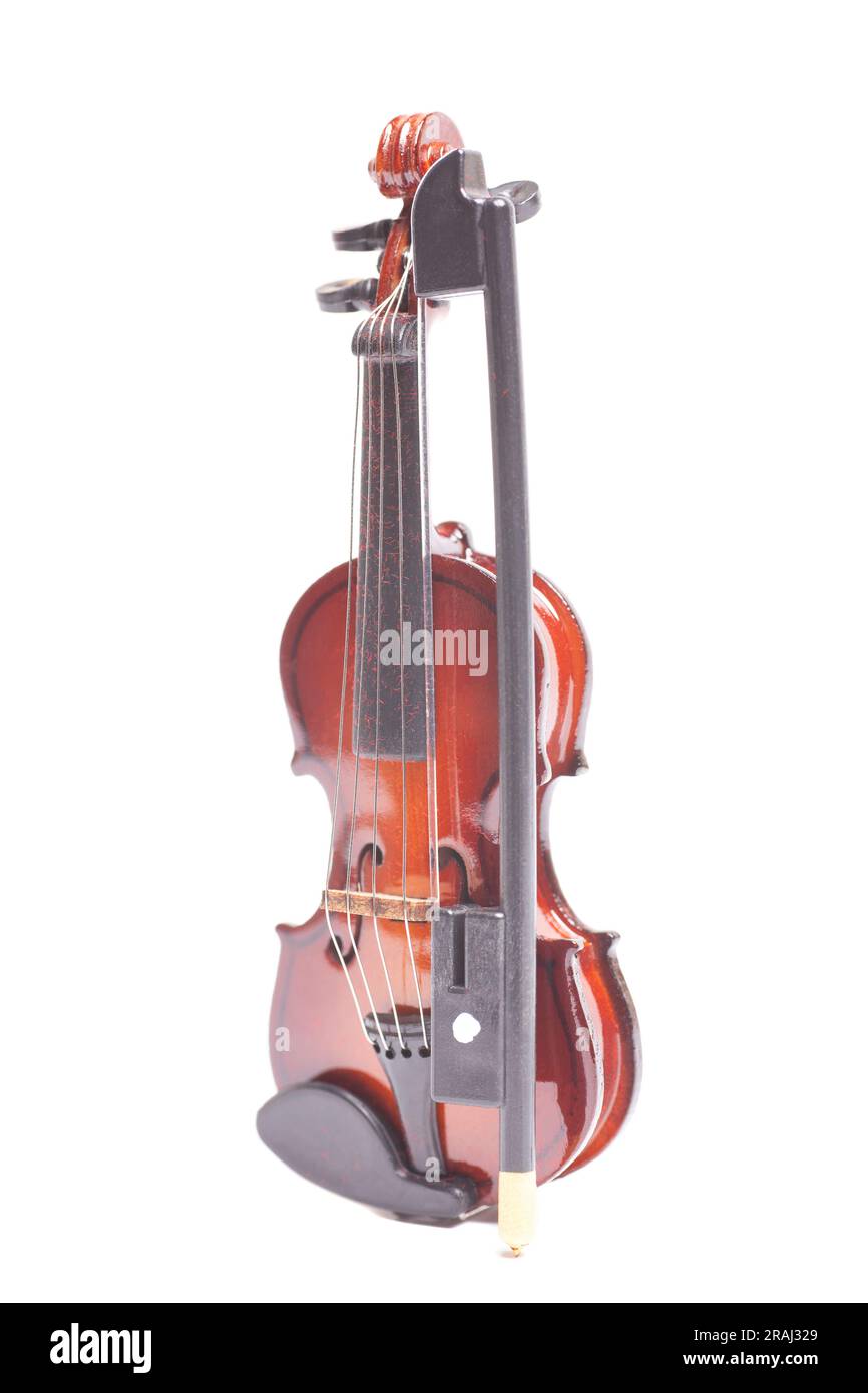 Violin with bow isolated on white background Stock Photo - Alamy