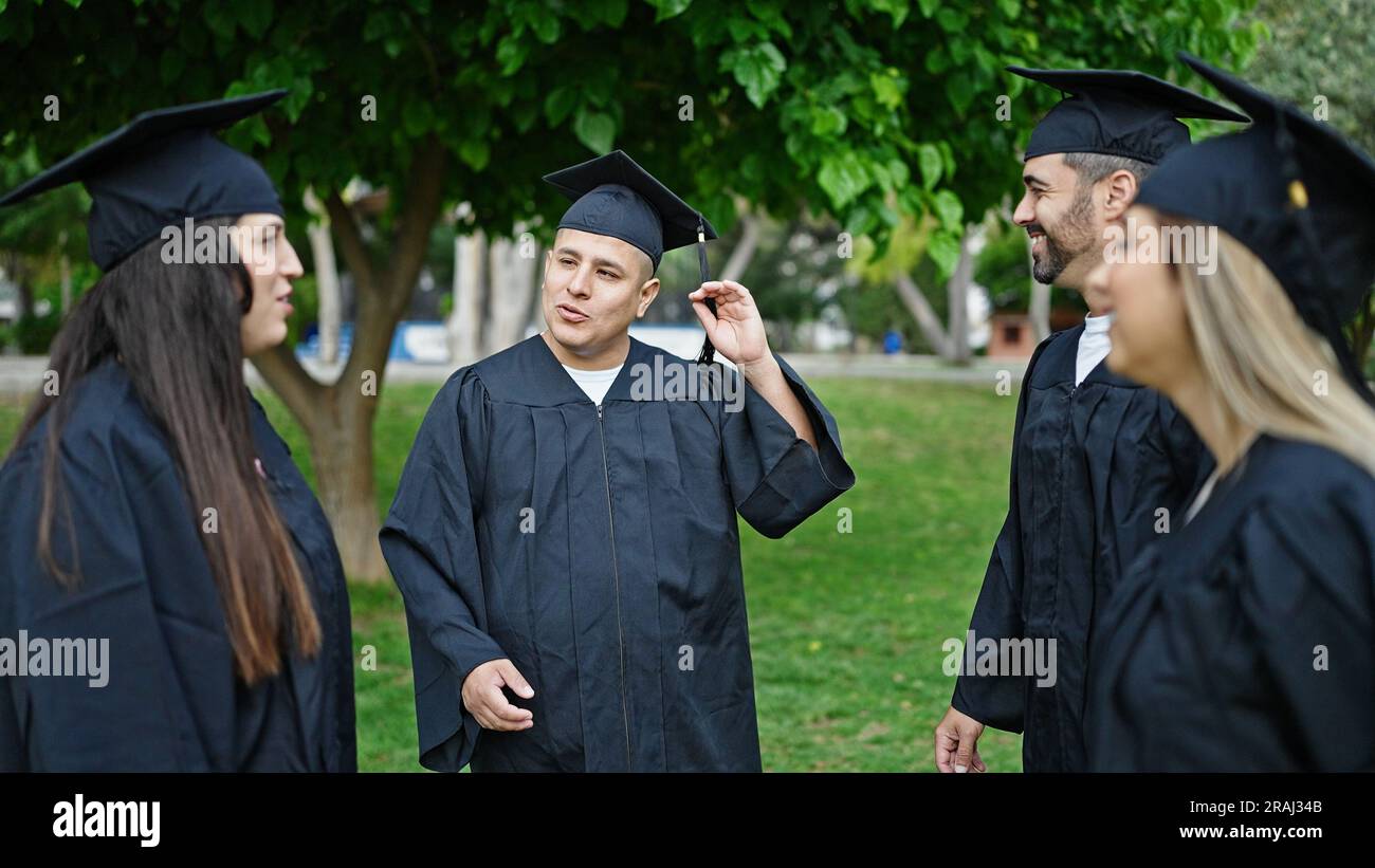 Group of people students graduated speaking at university campus Stock ...