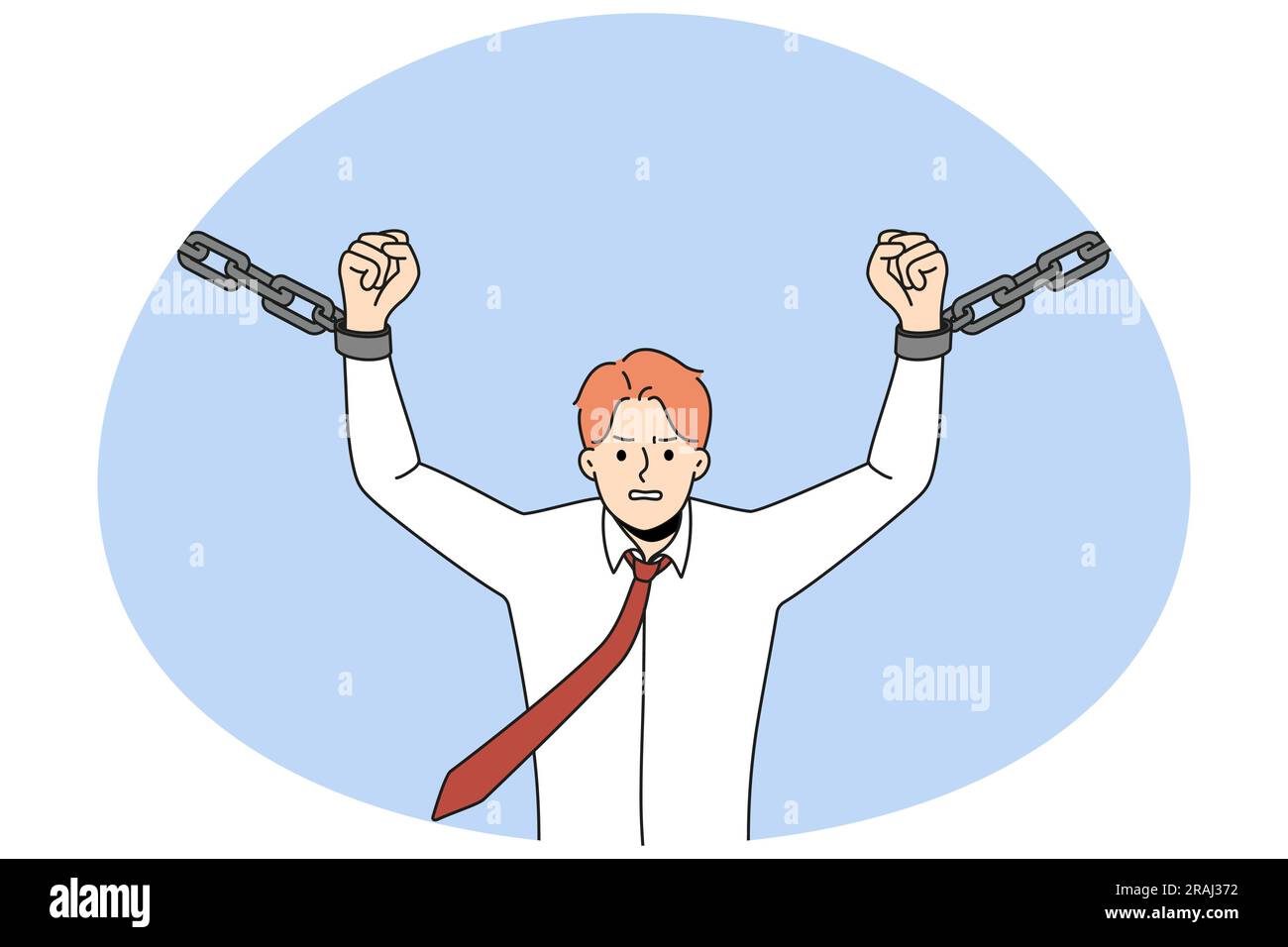 Motivated strong man break chains strive being free and independent ...