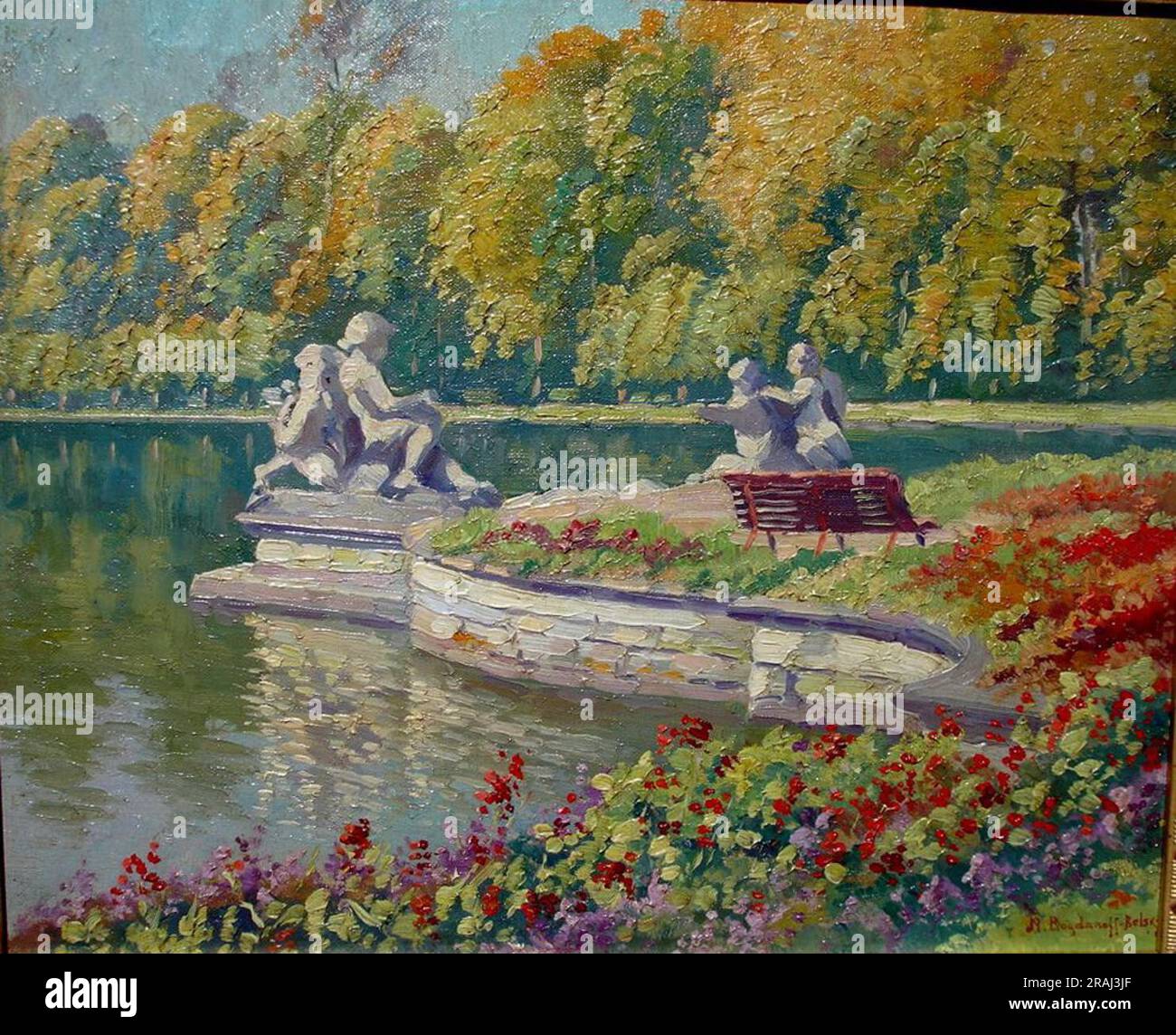 Lake and Gardens with Statuary Landscape Stock Photo - Alamy