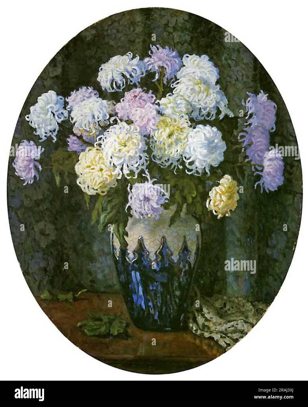 Still Life with Chrysanthemums 1924 by Nikolay Bogdanov-Belsky Stock ...