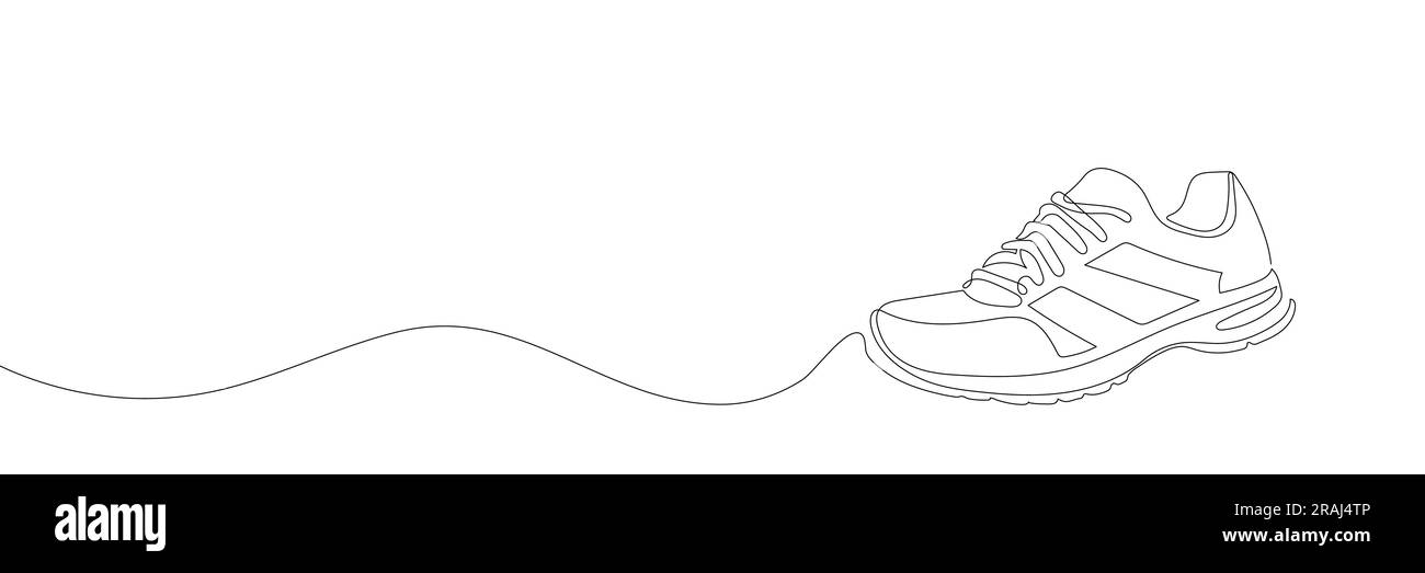 sneakers are drawn with one line. Sports shoes in a linear style ...