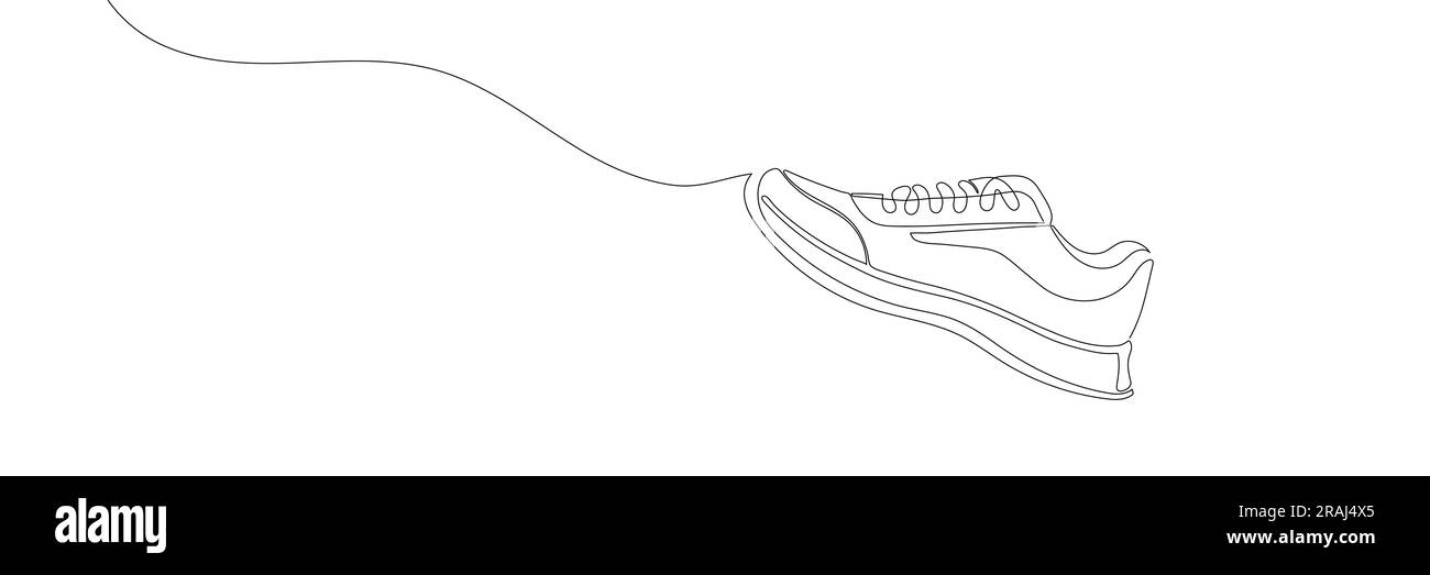 sneakers are drawn with one line. Sports shoes in a linear style ...