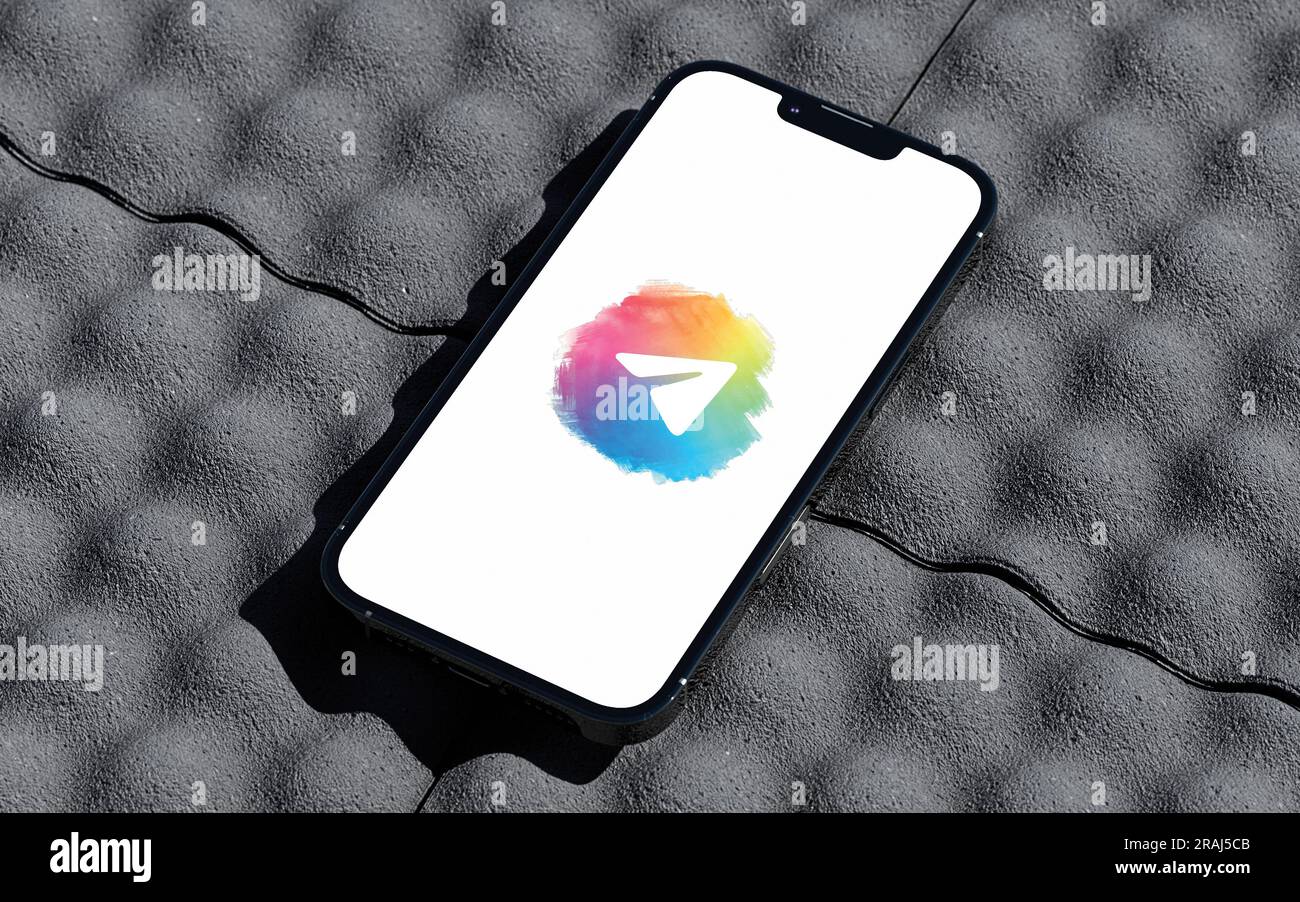 In this photo illustration, Telegram logo seen displayed on the screen ...