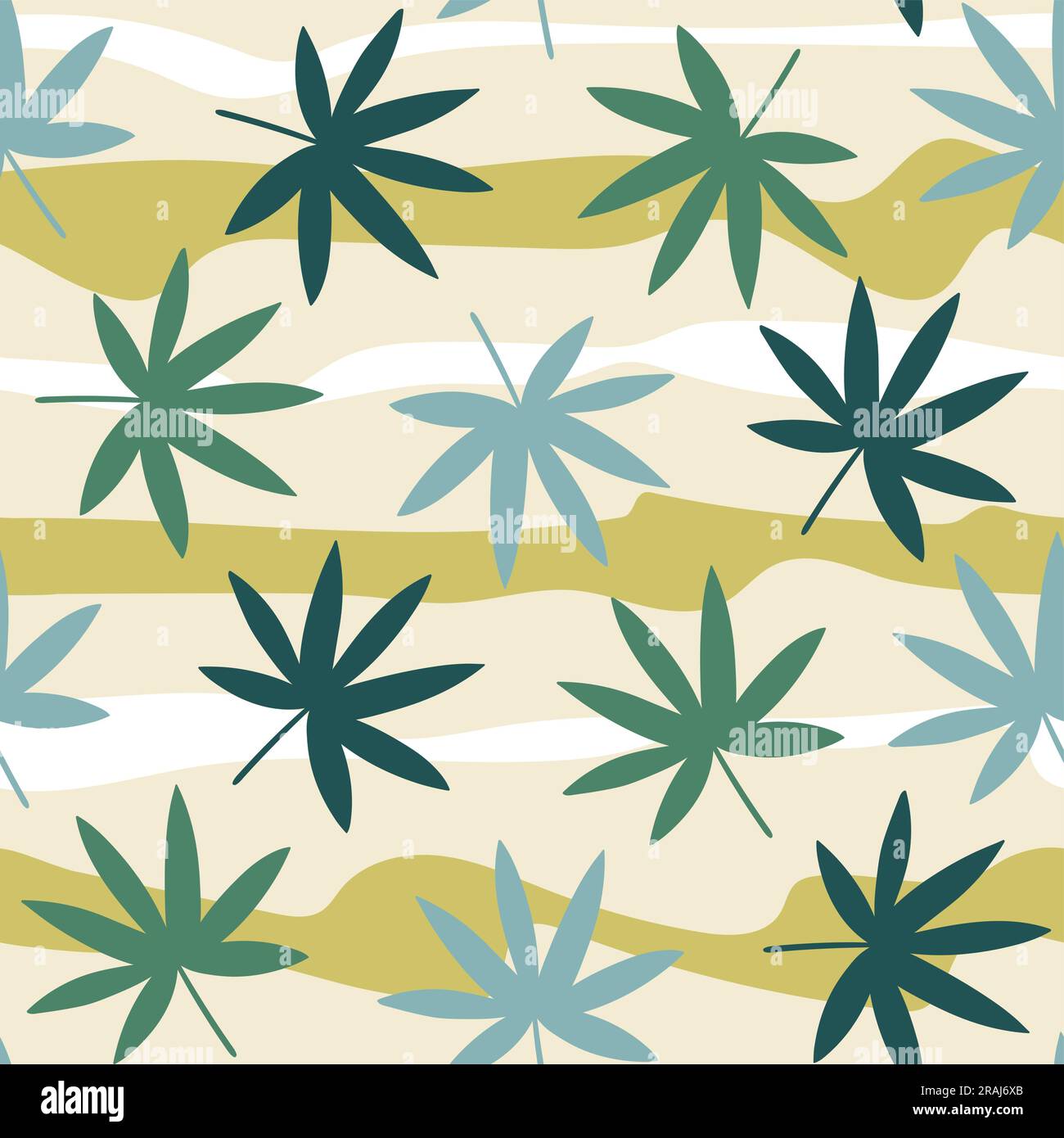 Palm leaves seamless pattern. Repeat pattern with tropical leaves and ...
