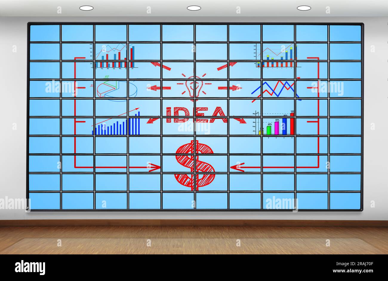 plasma panel on wall in office with idea concept Stock Photo - Alamy