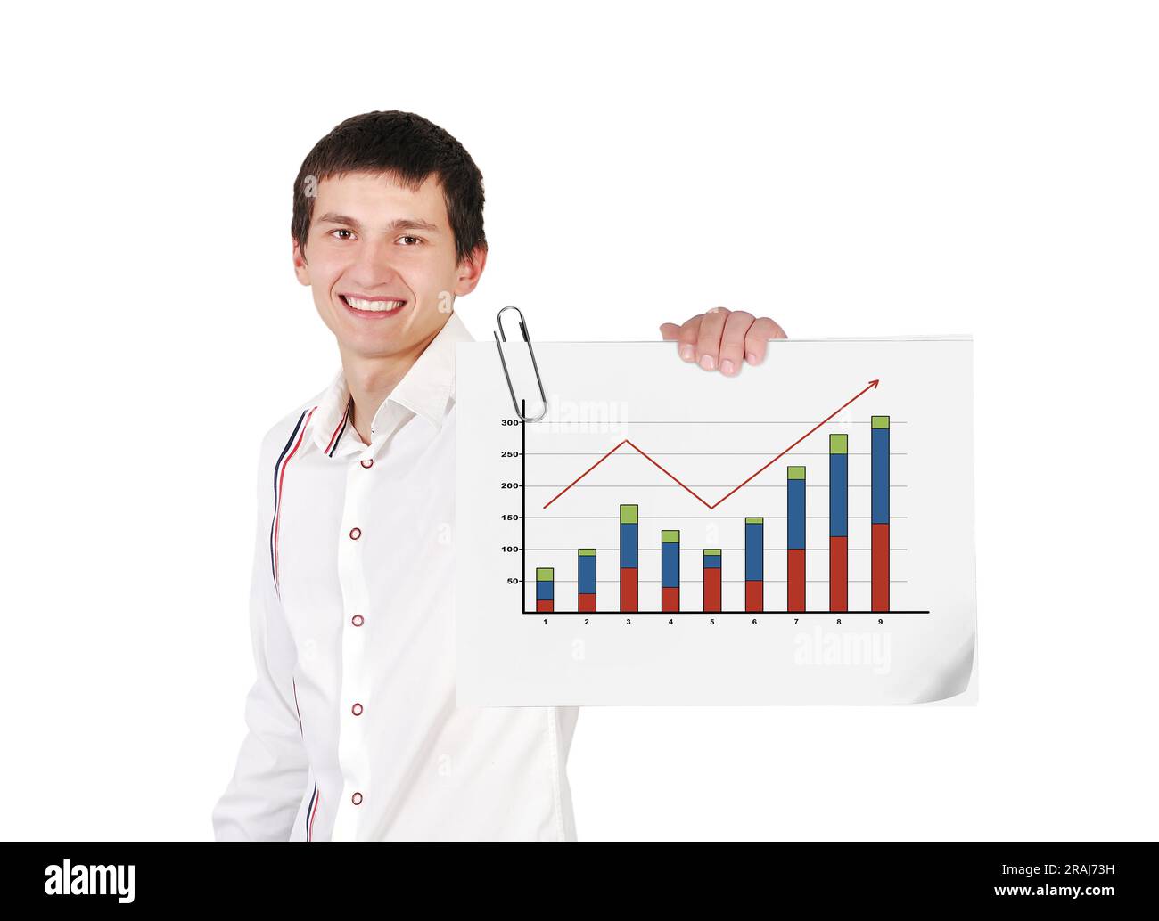 guy holding poster with chart Stock Photo - Alamy