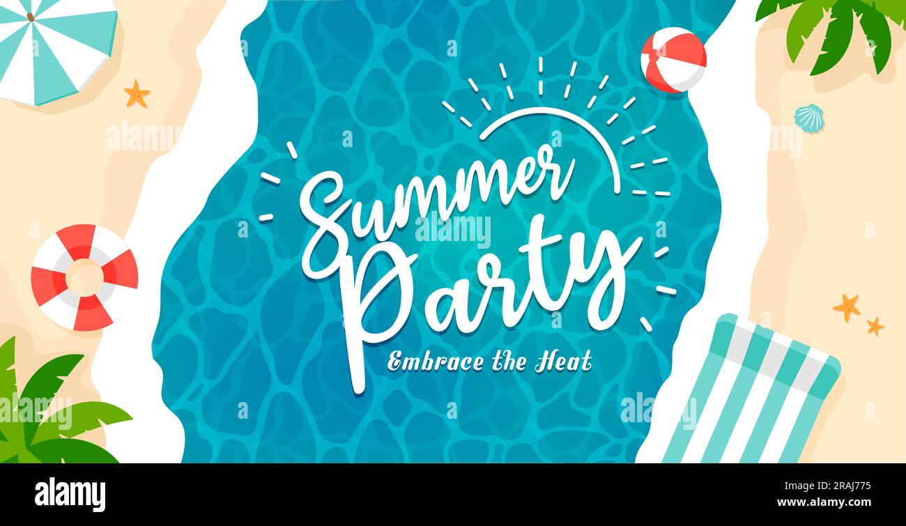 Summer party ( beach party ) vector banner illustration Stock Vector ...