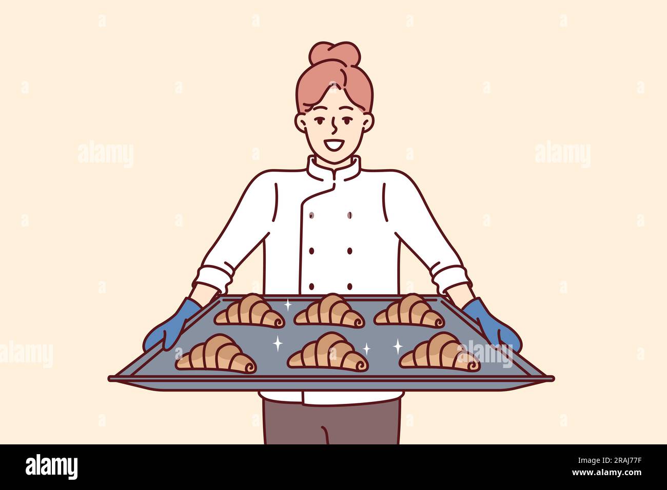 Female preparing breakfast bread Stock Vector Images - Alamy