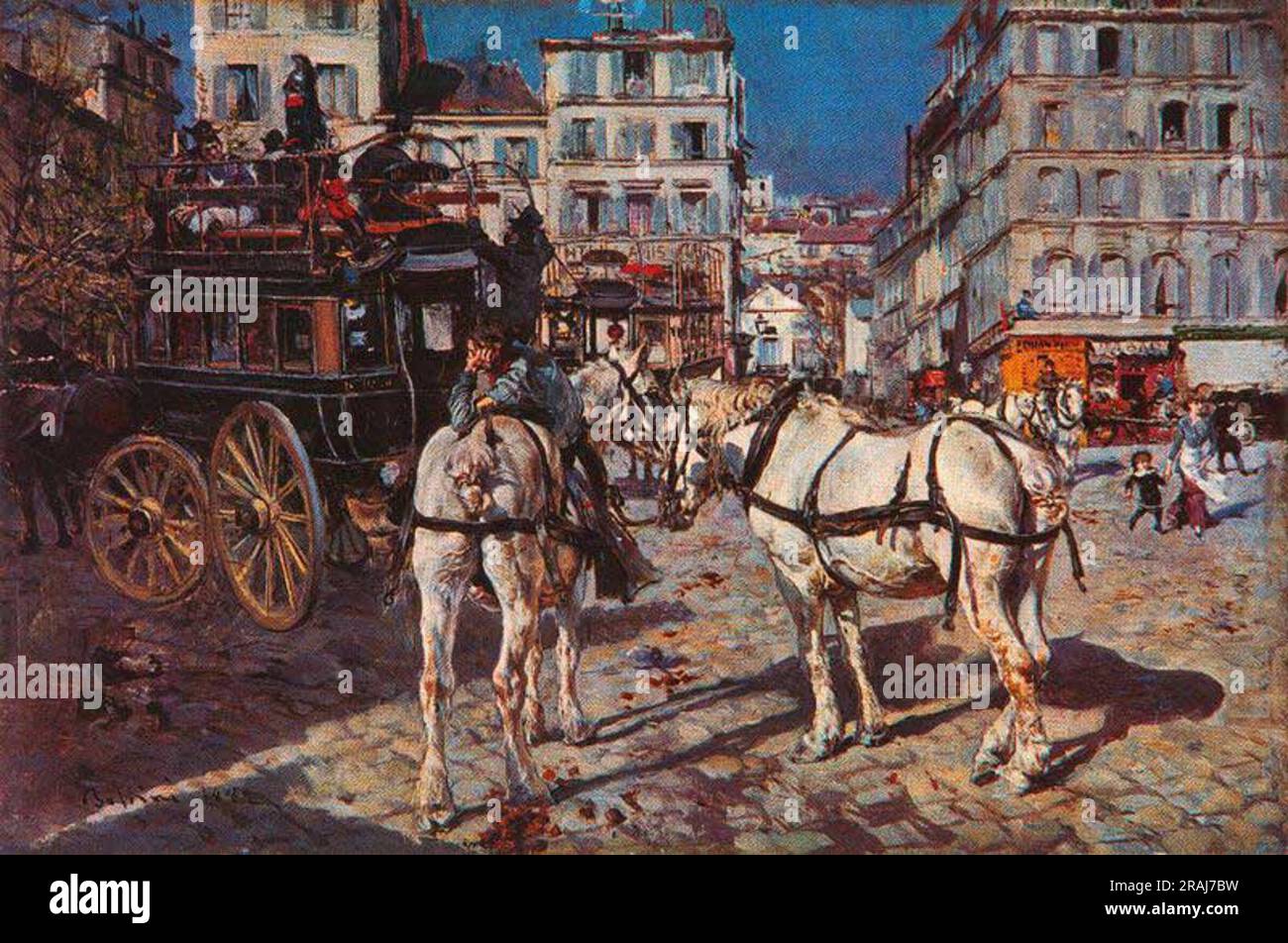 Omnibus in Place Pigalle in Paris 1882 by Giovanni Boldini Stock Photo ...