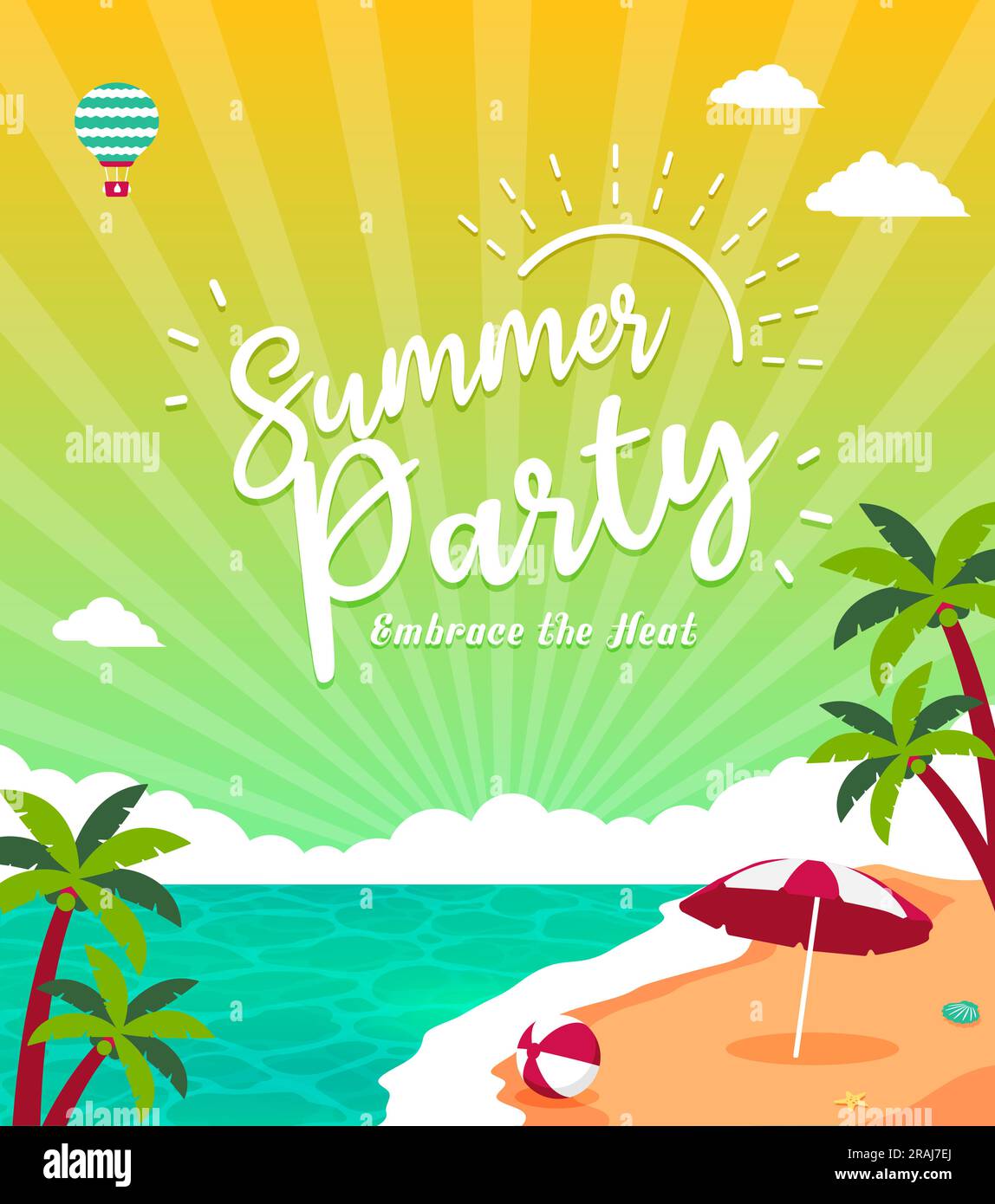 Summer party ( beach party ) vector banner illustration Stock Vector ...