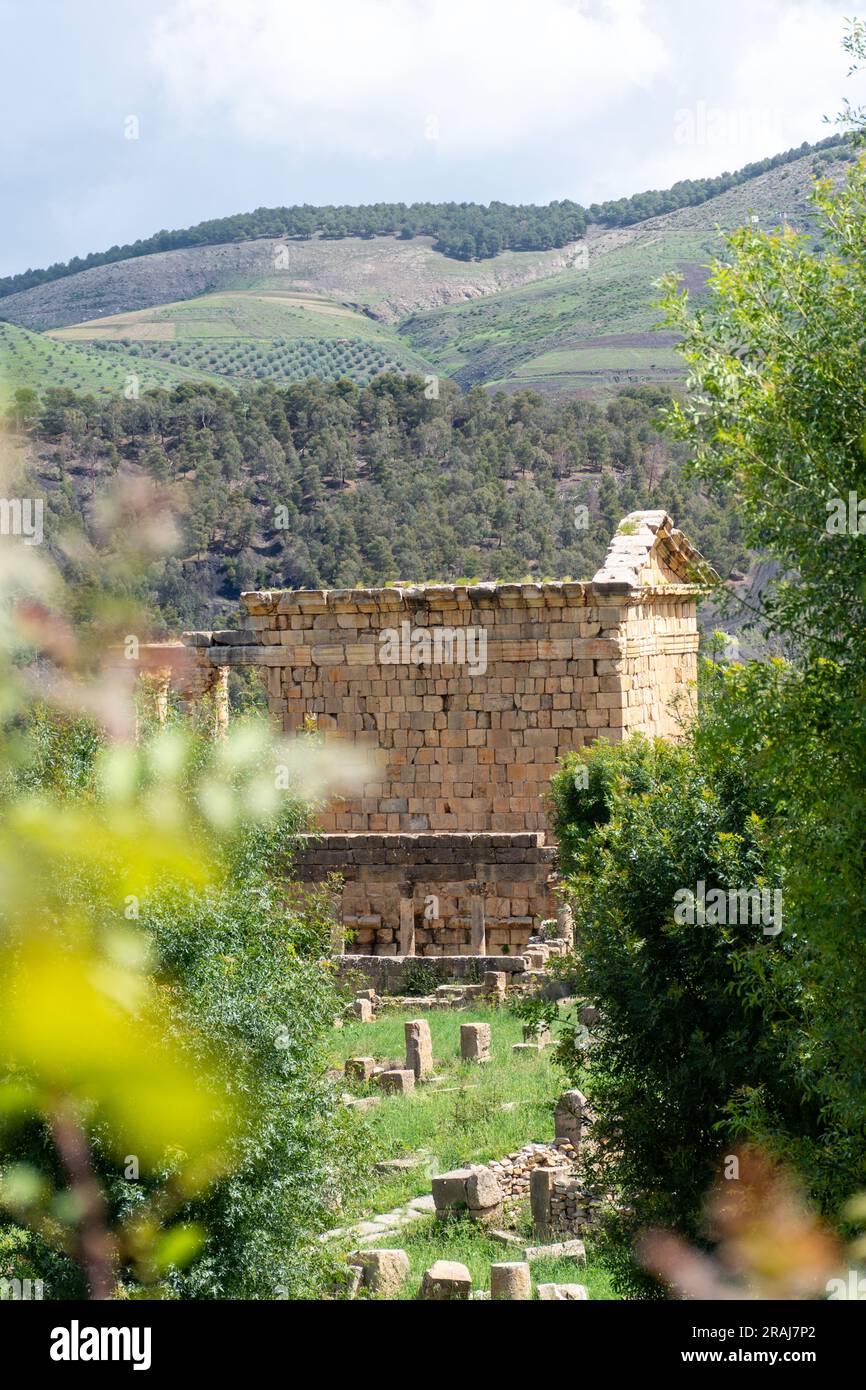View of a Roman temple in the ancient town of Cuicul in Algeria. UNESCO ...