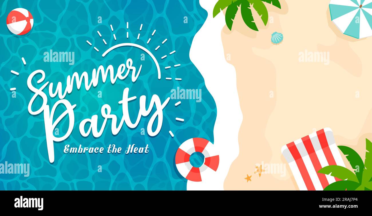 Summer party ( beach party ) vector banner illustration Stock Vector ...