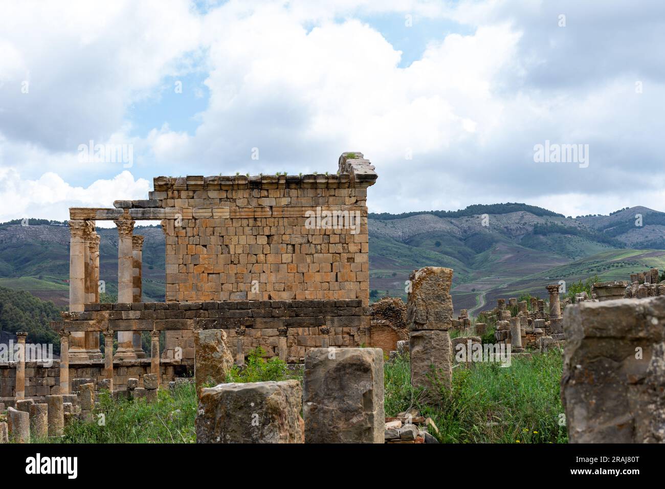 View of a Roman temple in the ancient town of Cuicul in Algeria. UNESCO ...