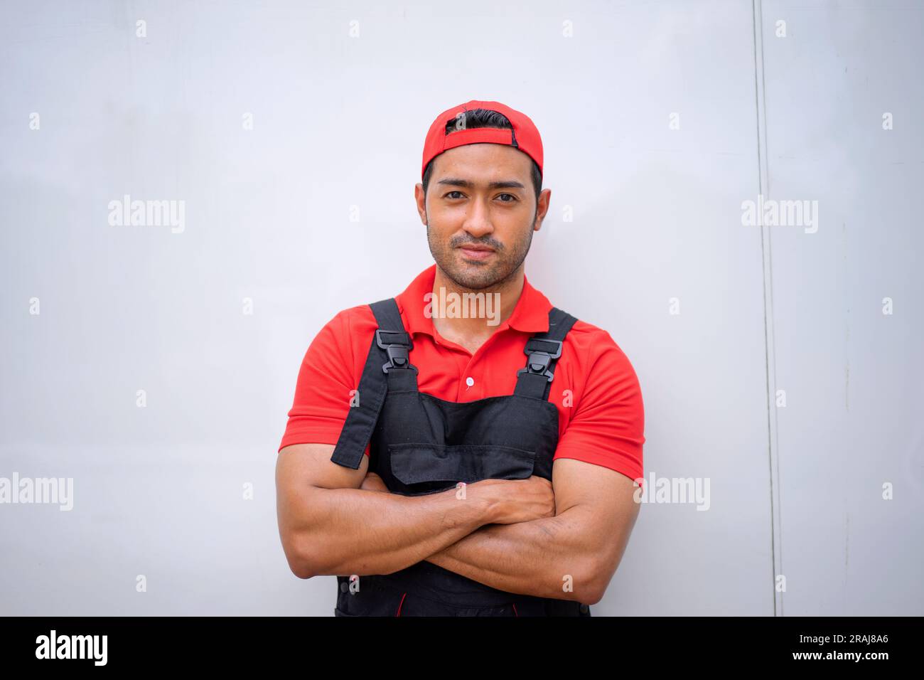 Delivery man move items to the house. Service and delivery concept ...