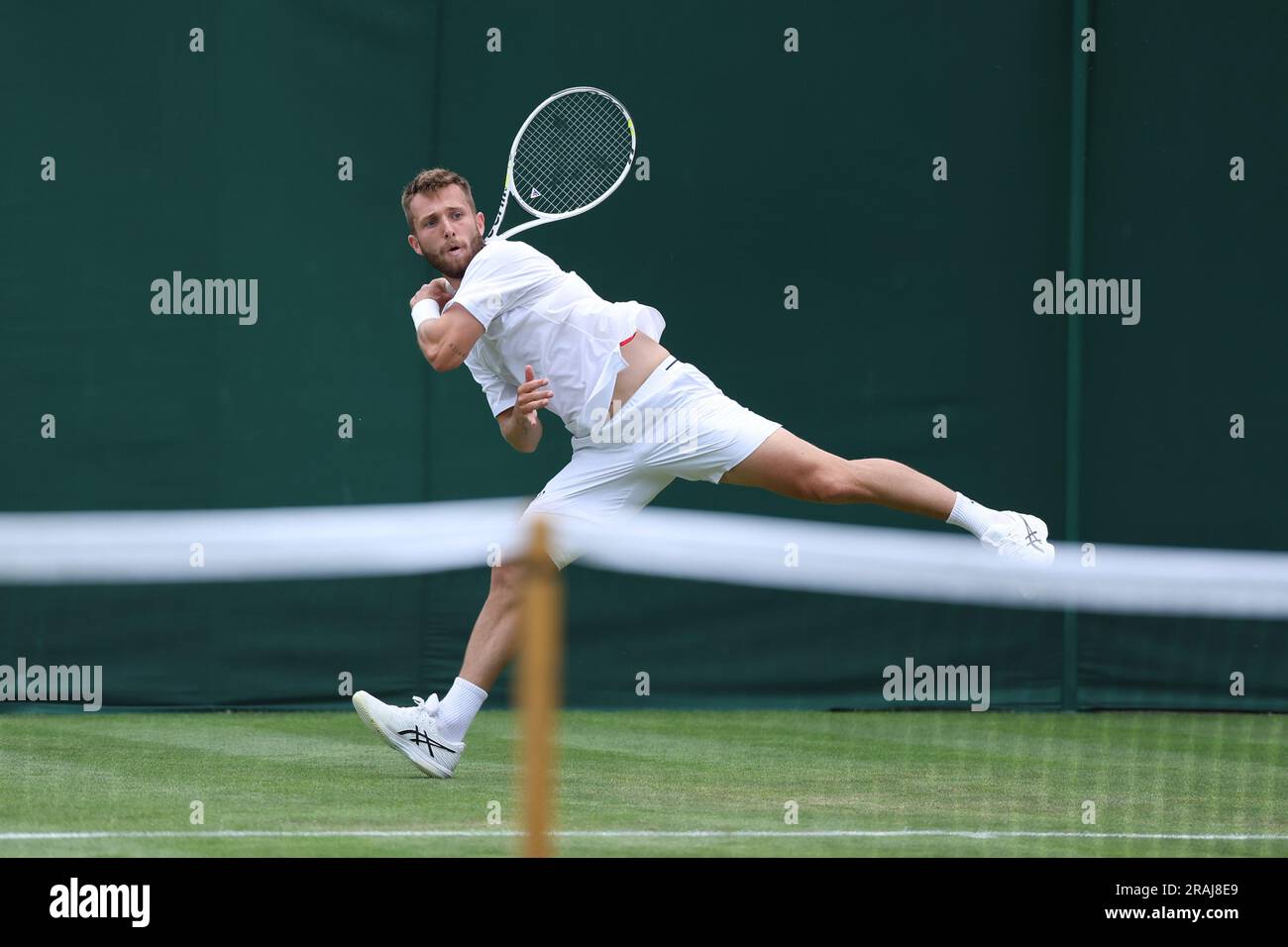 Wimbledon, England, 03/07/2023, Corentin Moutet (Fra) during the 2023 Wimbledon Championships on ...