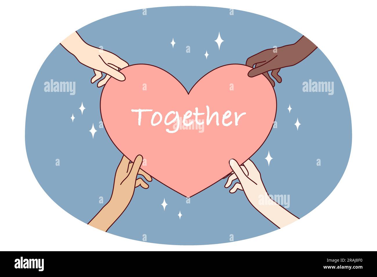 Multiethnic hands holding big heart showing respect and love. Diverse ...