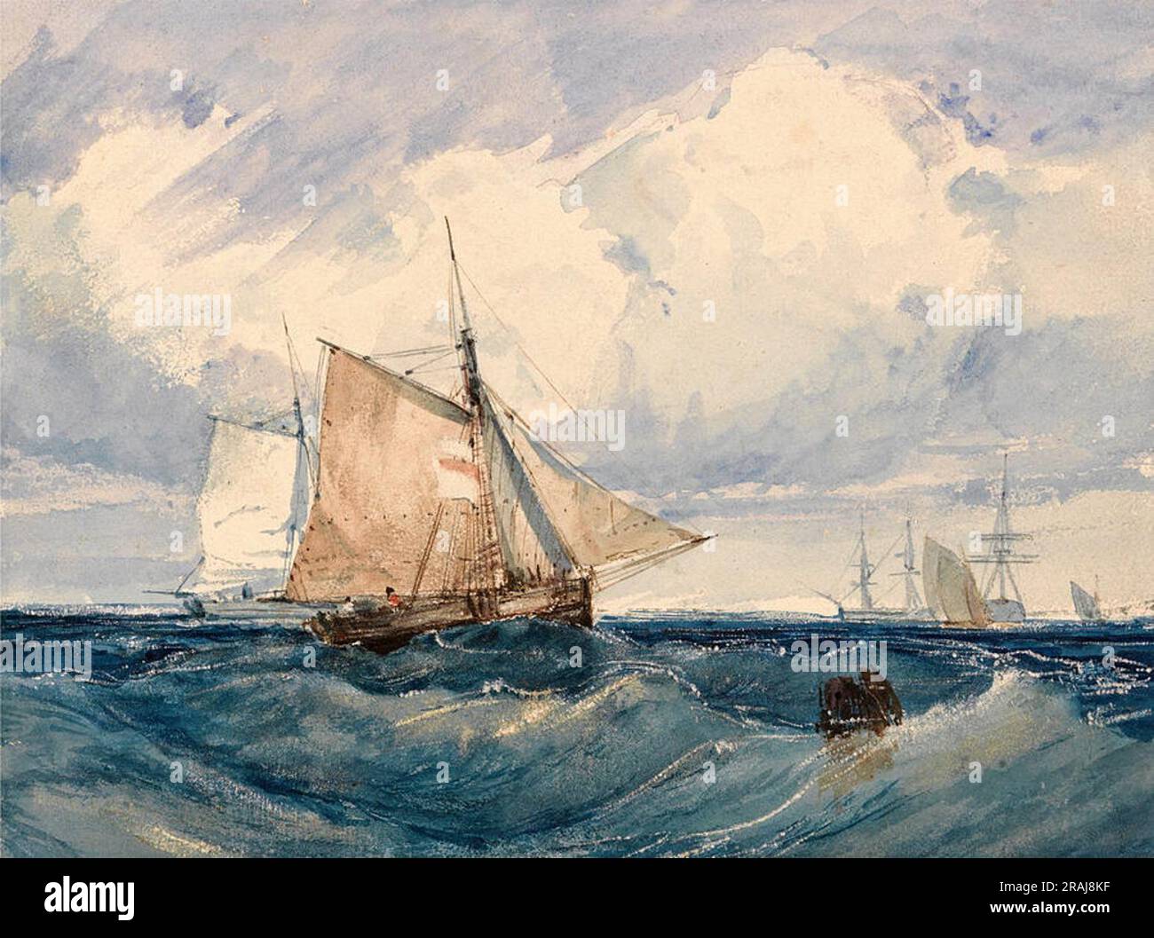 A Cutter and other Ships in a Strong Breeze 1827; United Kingdom by ...