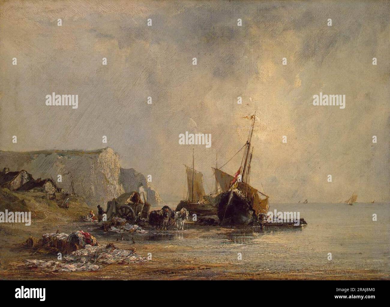 Boats by the Normandy Shore 1823; France by Richard Parkes Bonington ...