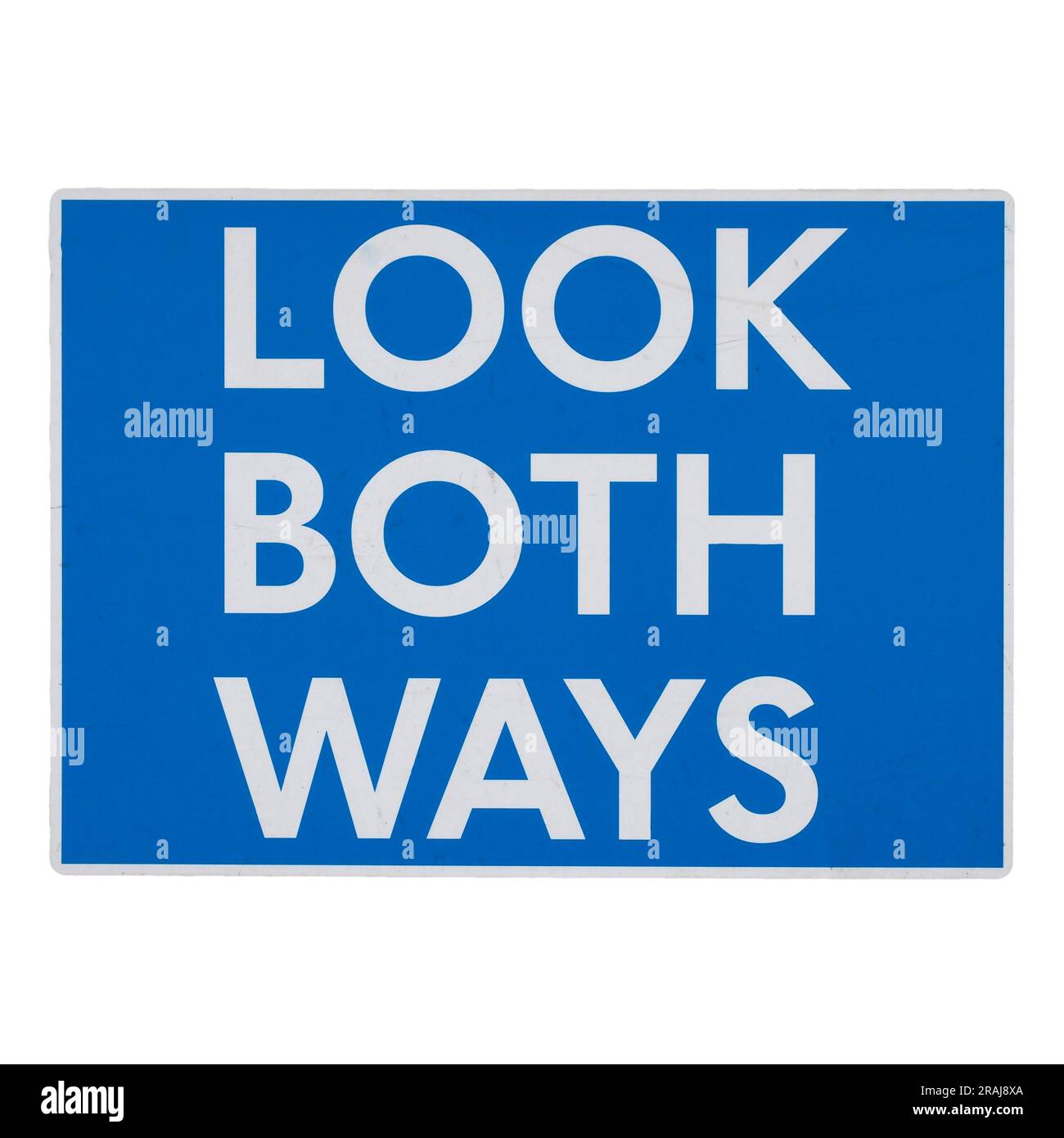 look both ways traffic sign isolated over white background Stock Photo ...