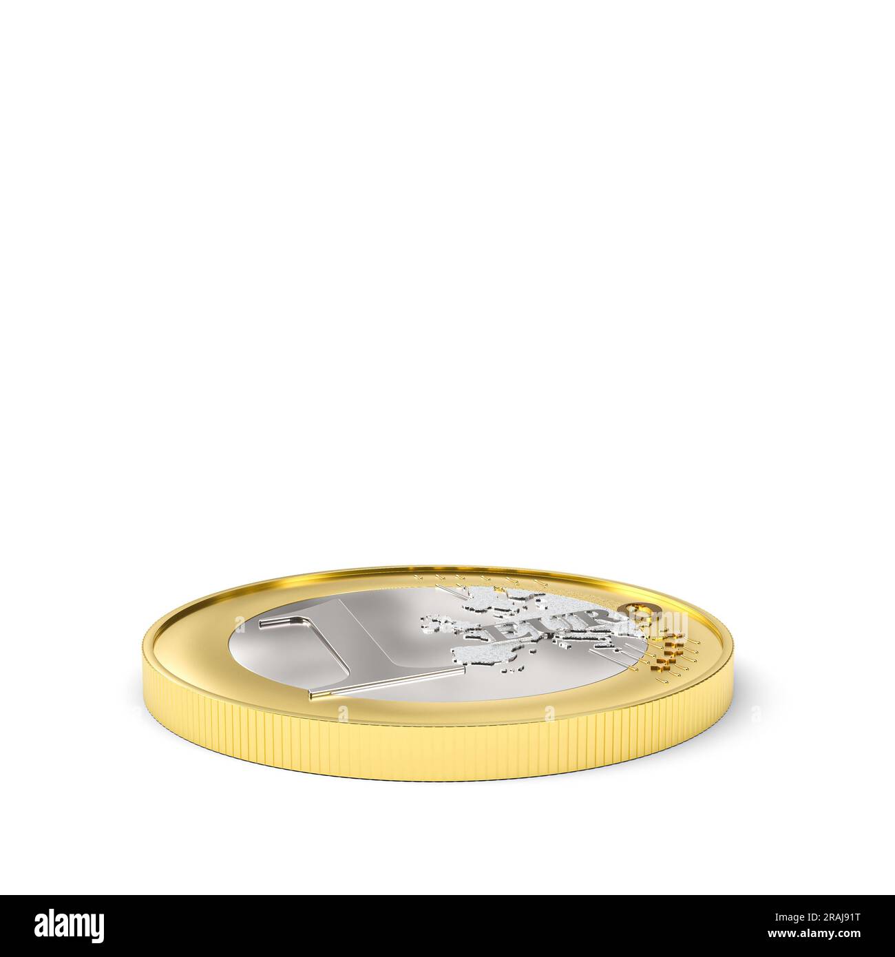 1 euro coin on a white background 3d render Stock Photo - Alamy