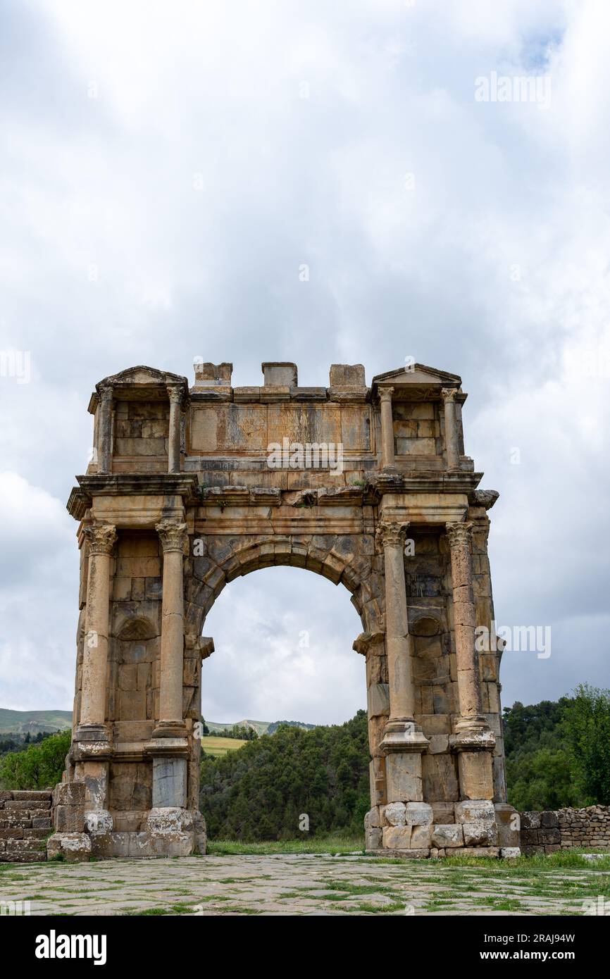The Arch of Caracalla in the ancient Roman town of Cuicul in Djemila ...