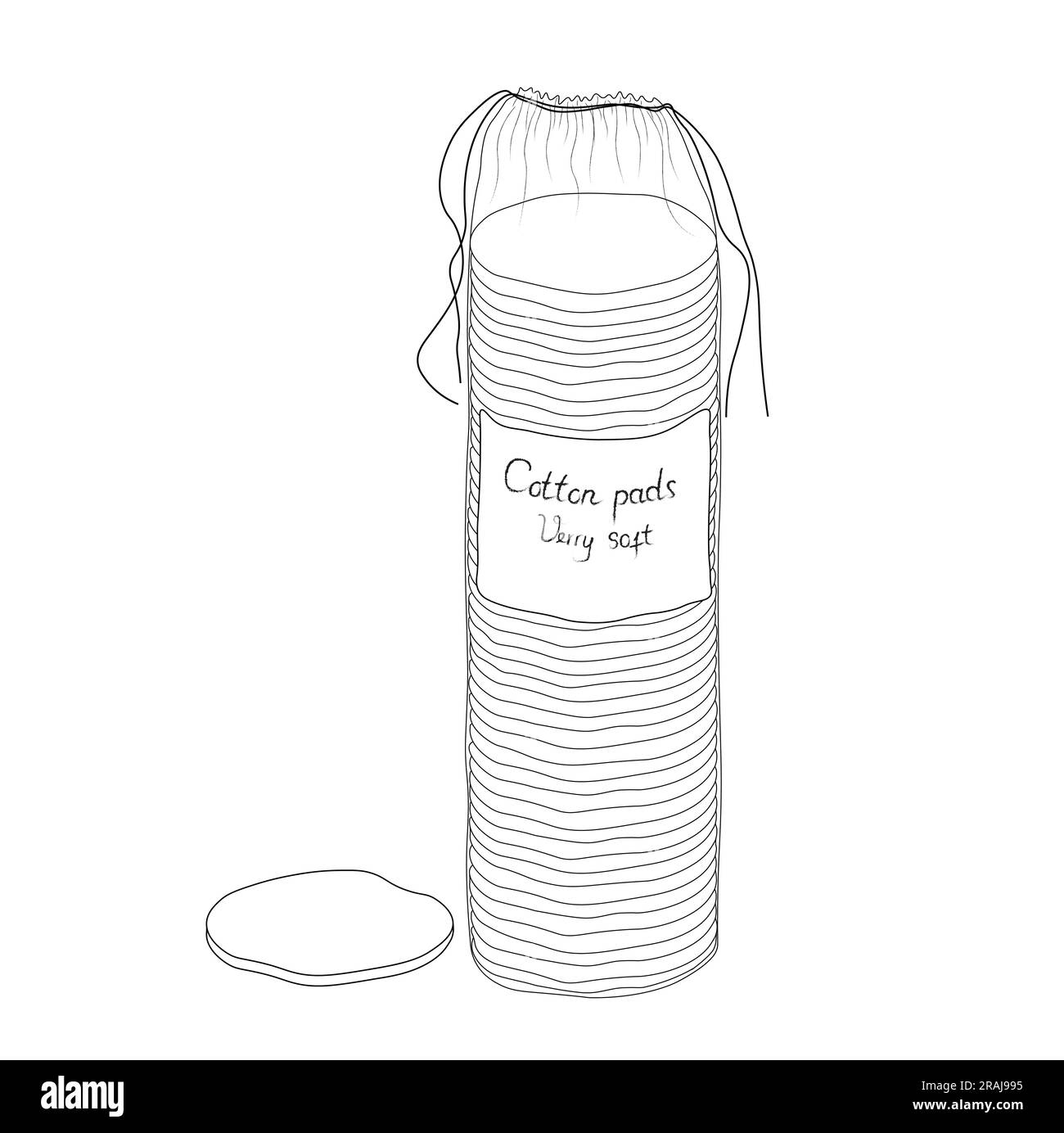 Cotton pads flat outline vector. Black and white skin care item ...