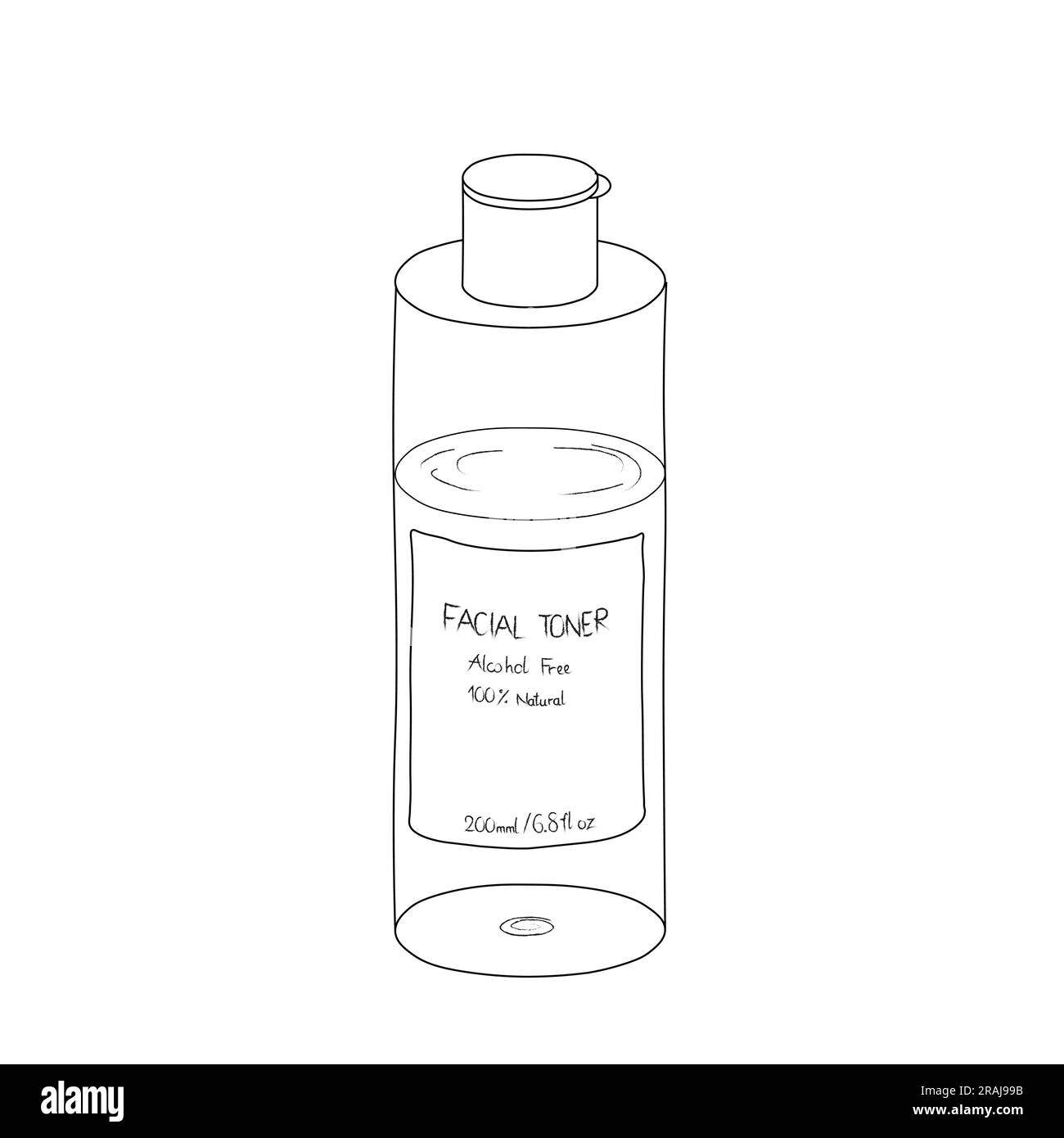 Toner vector flat outline vector. Black and white skin care item ...