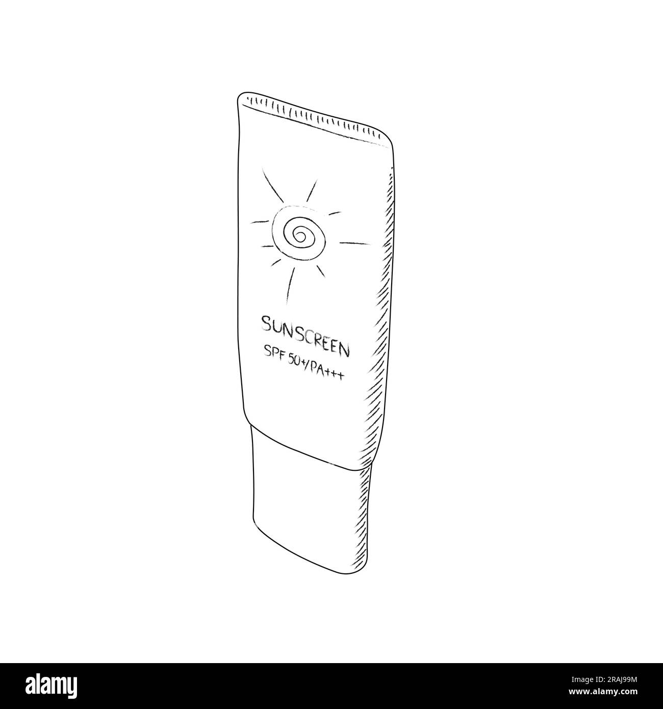 Sunscreen flat outline vector. Black and white skin care item ...