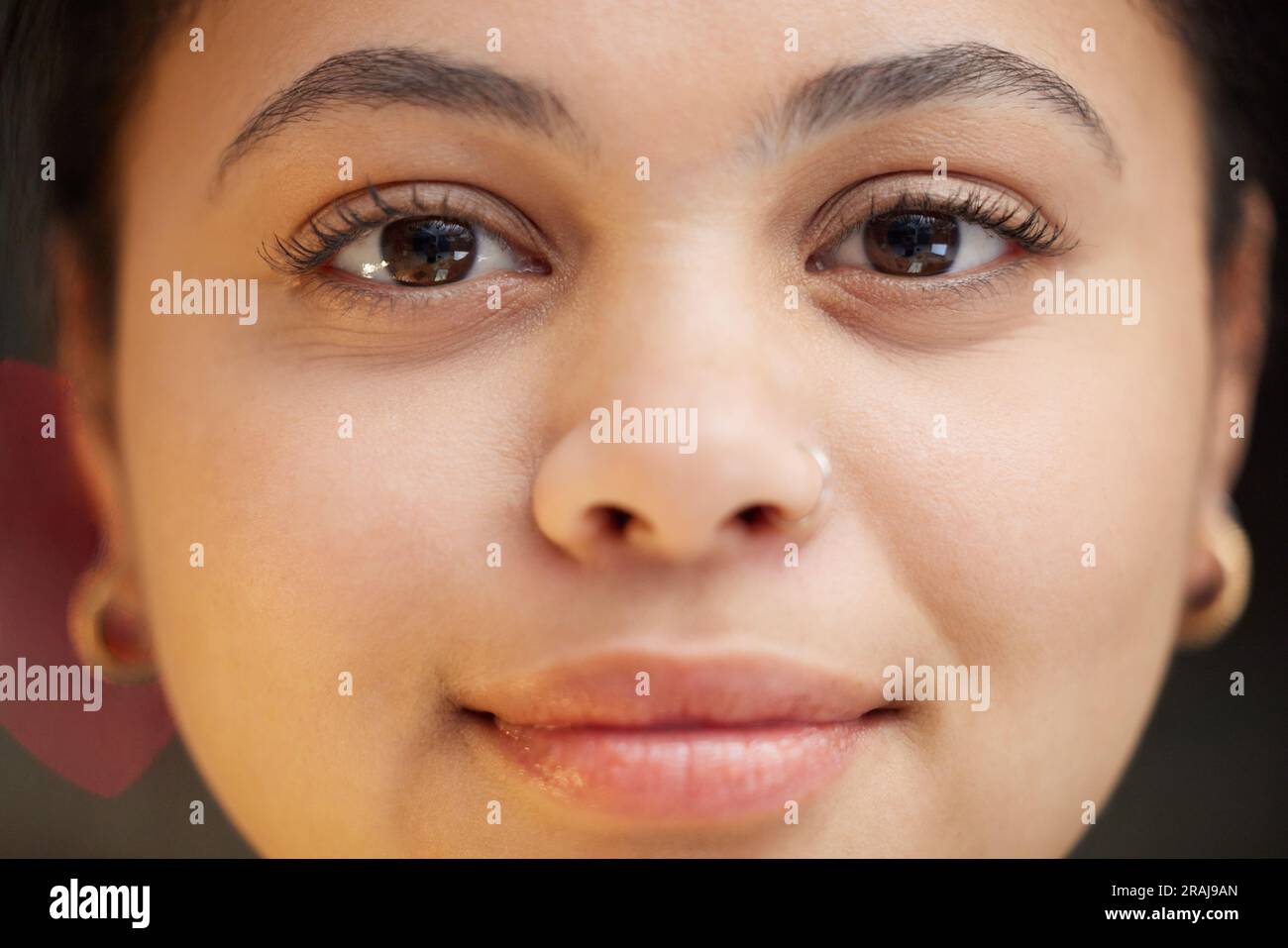 Closeup, woman and portrait of face with smile for vision, career ...