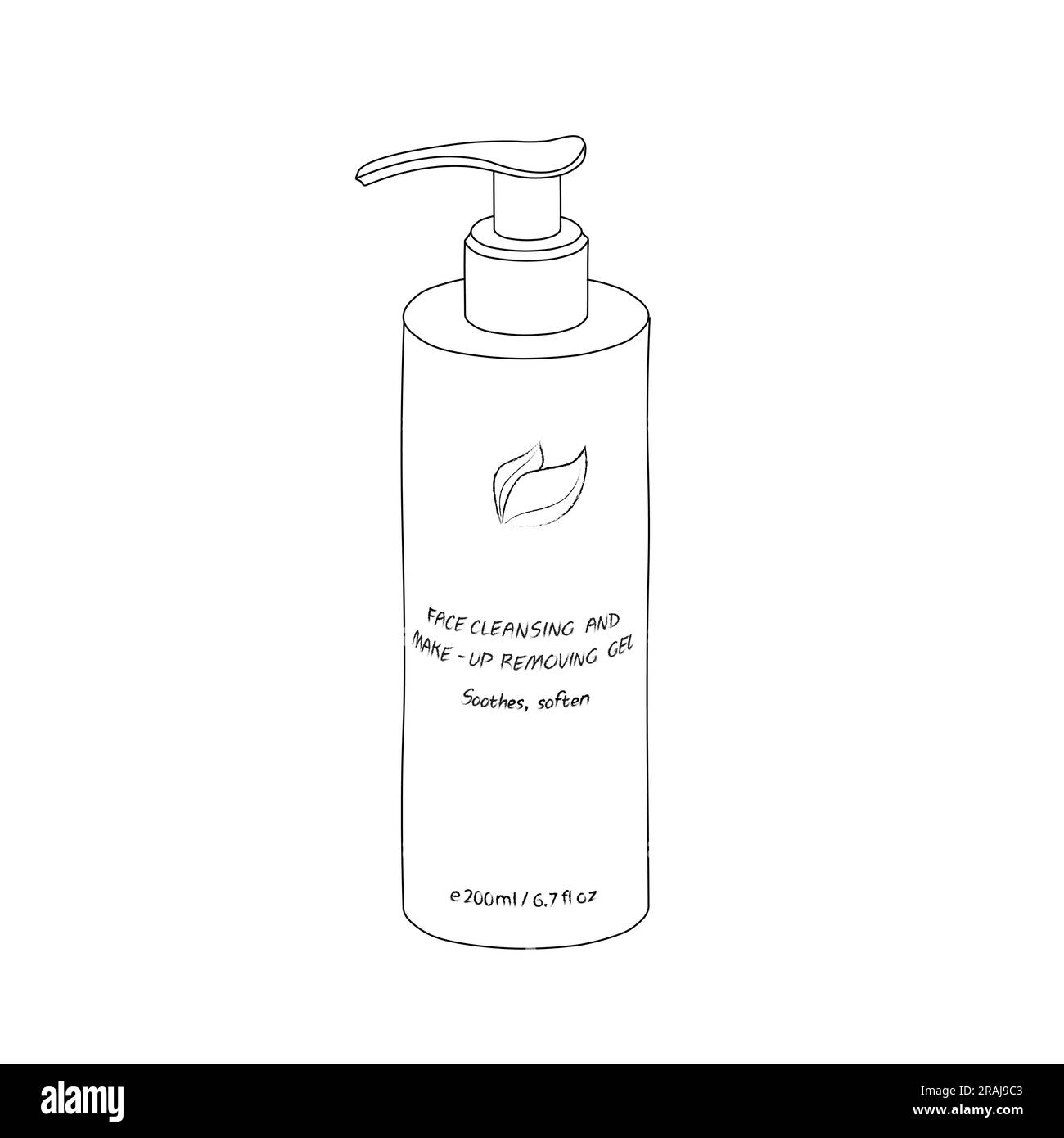 Face cleansing gel flat outline vector. Black and white skin care item ...