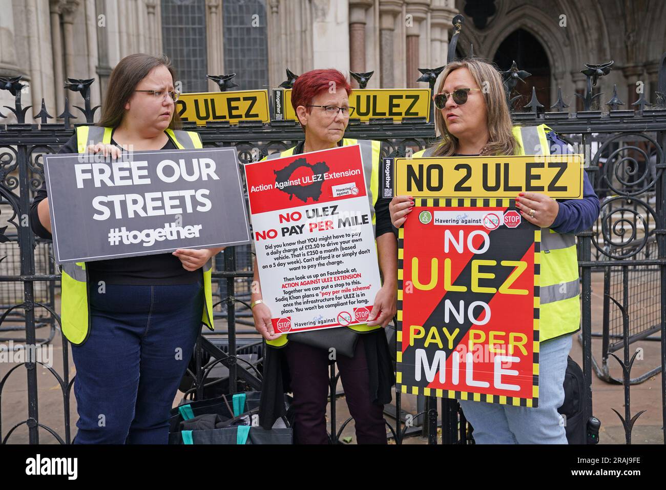 People Demonstrate Outside The High Court Central London Where Five
