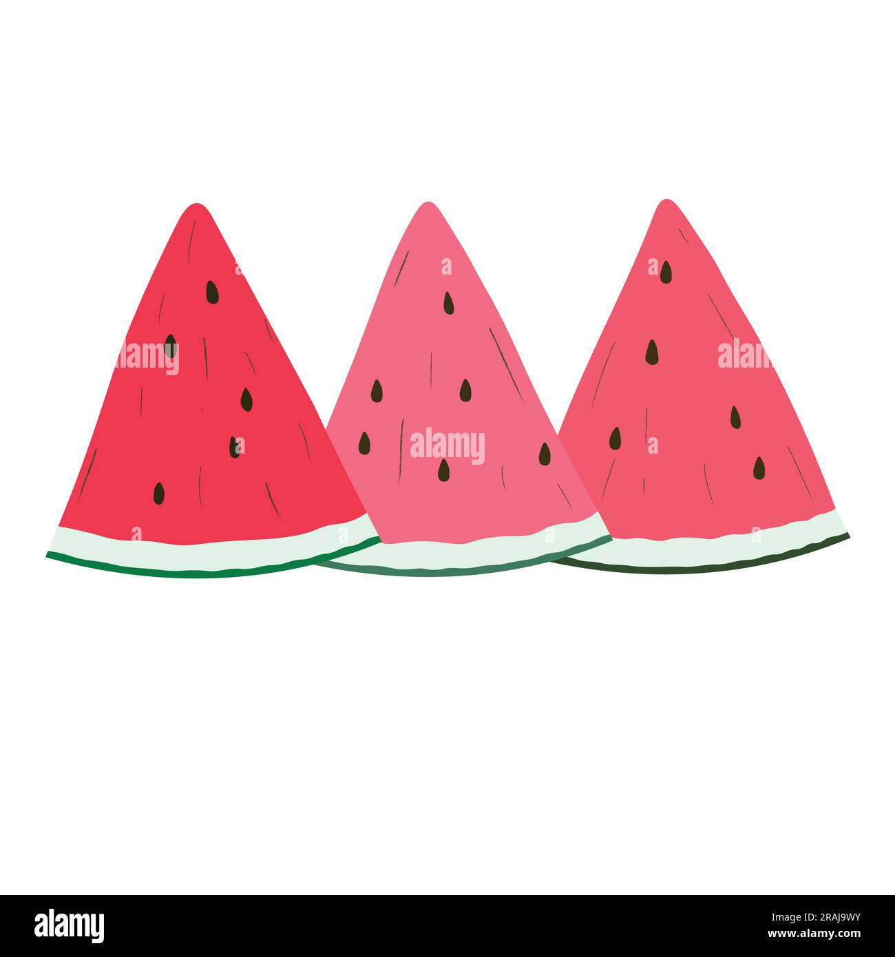 Cute watermelon color flat vector in cartoon style. Scrapbooking ...