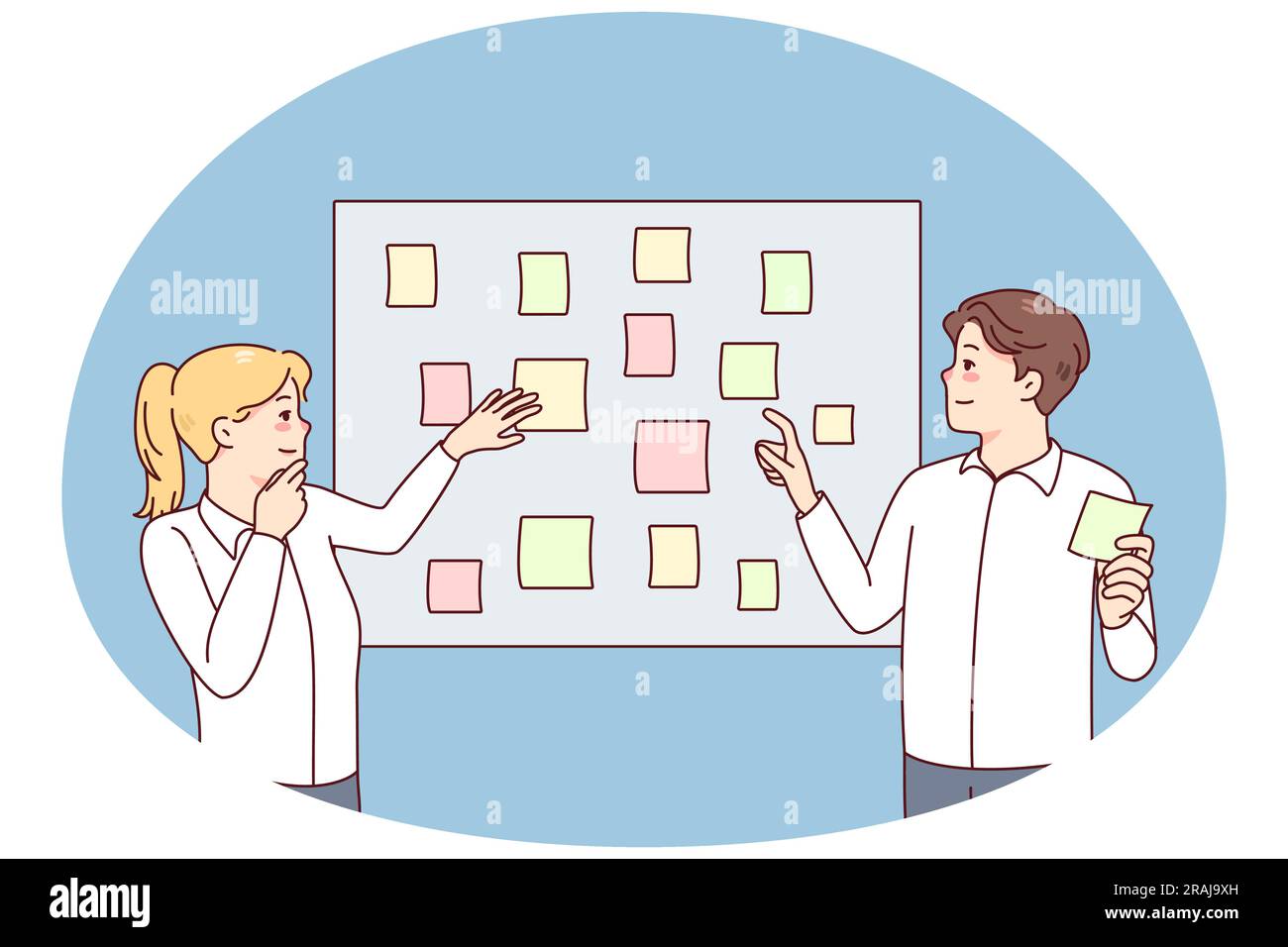 Employees brainstorm engaged in creative thinking in office ...