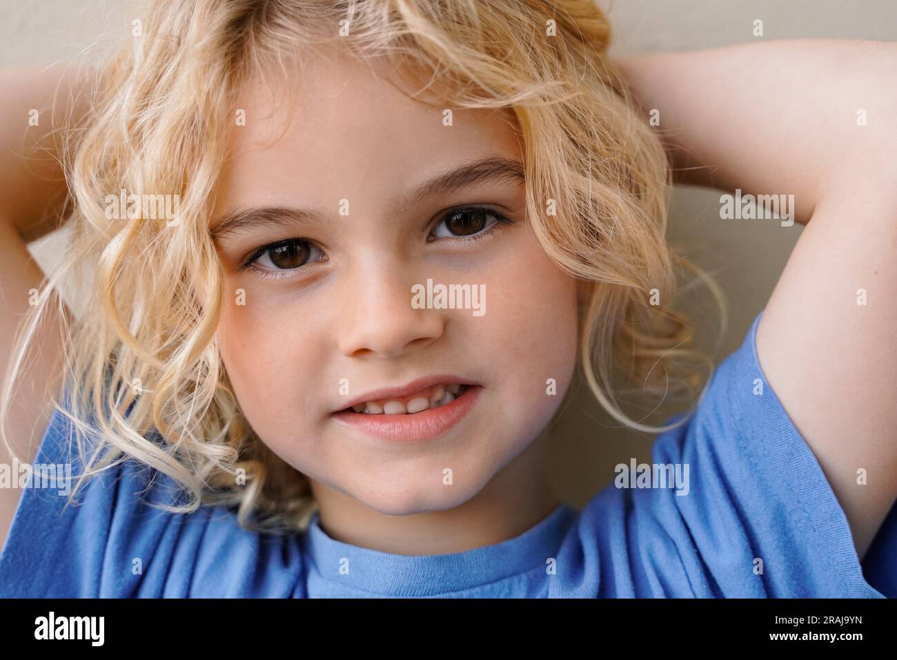 Authentic shot of child kid smiling on camera - Real people portrait ...