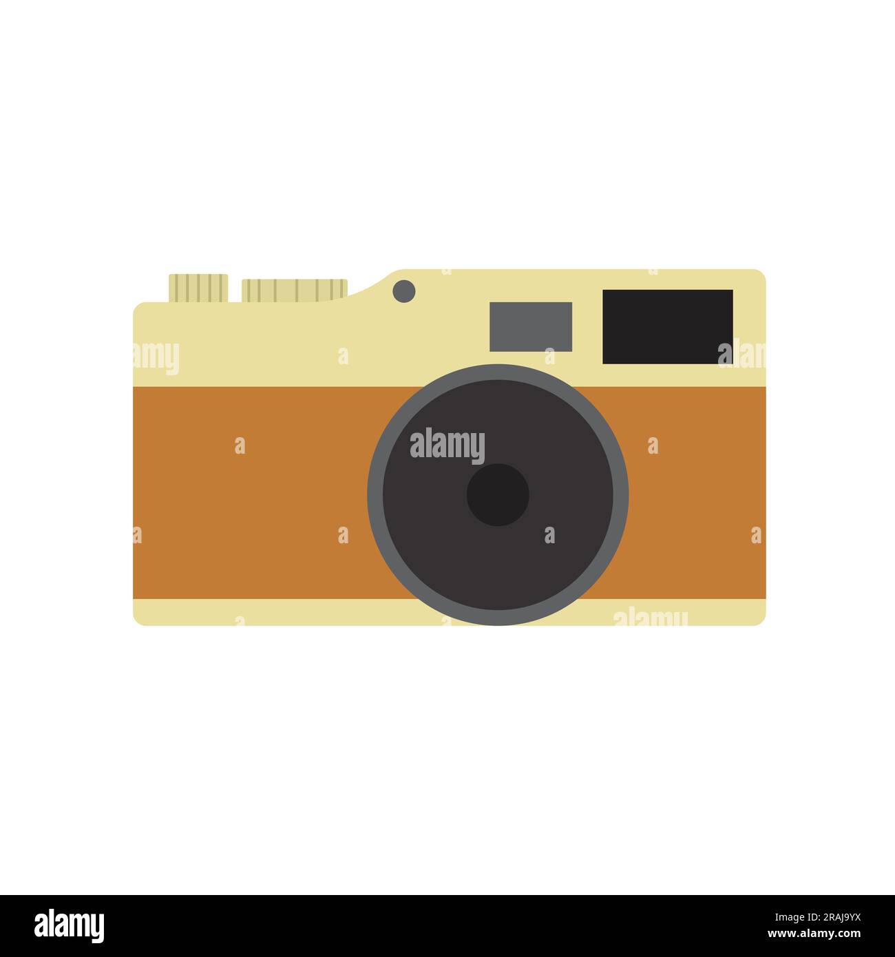 Retro camera color flat vector in cartoon style. Item for set of summer ...