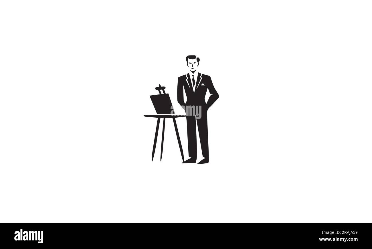 draw me business logo black simple flat icon on white background Stock ...