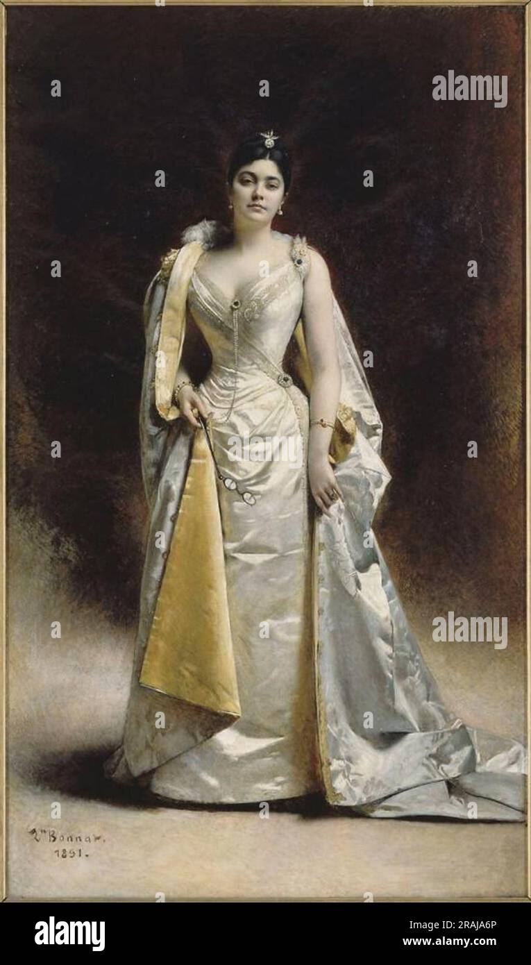 Portrait of Madame Albert Cahen d'Anvers 1890 by Leon Bonnat Stock ...