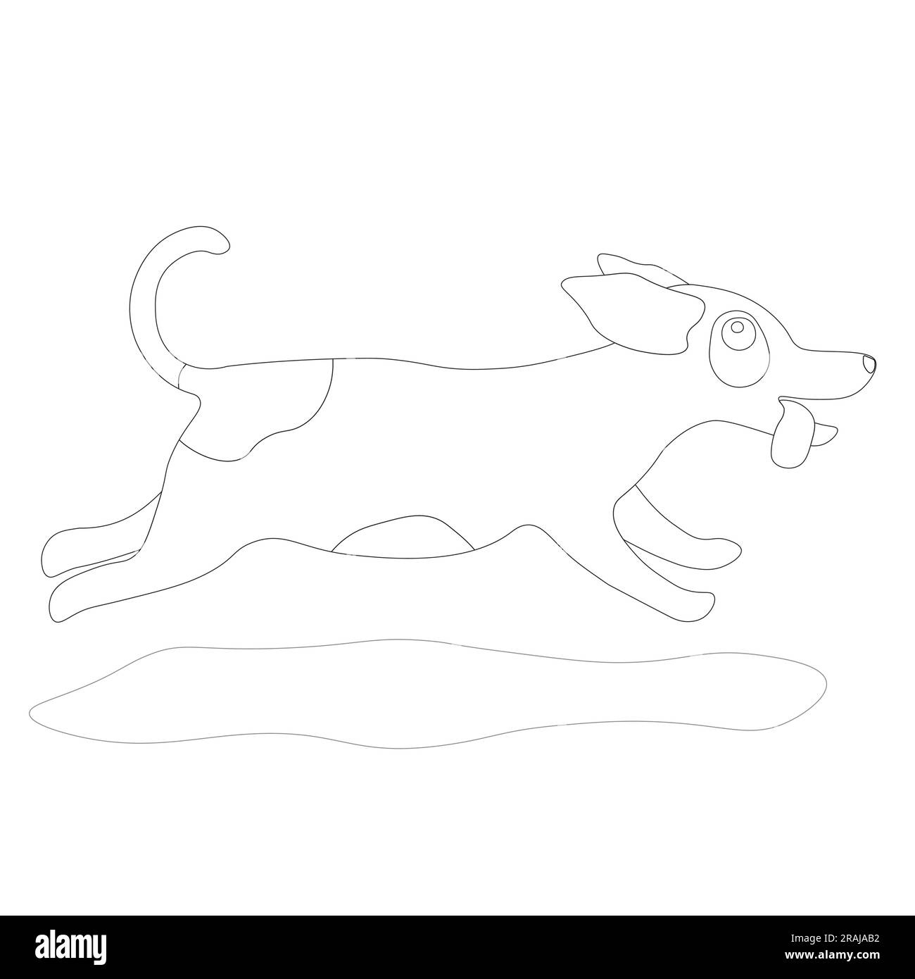 Cute dogs flat outline vector in cartoon style. Running dog ...