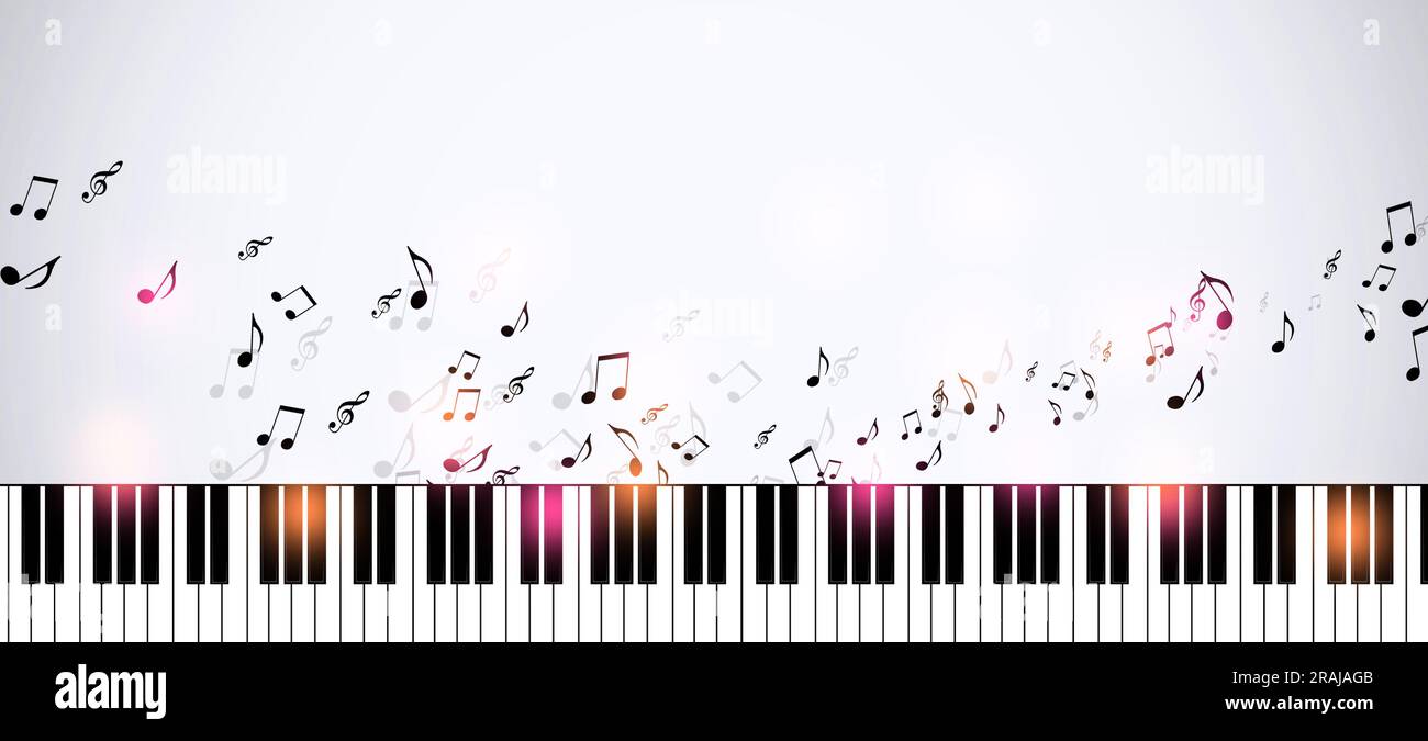 piano and music notes banner for music flyers cards and posters Stock ...